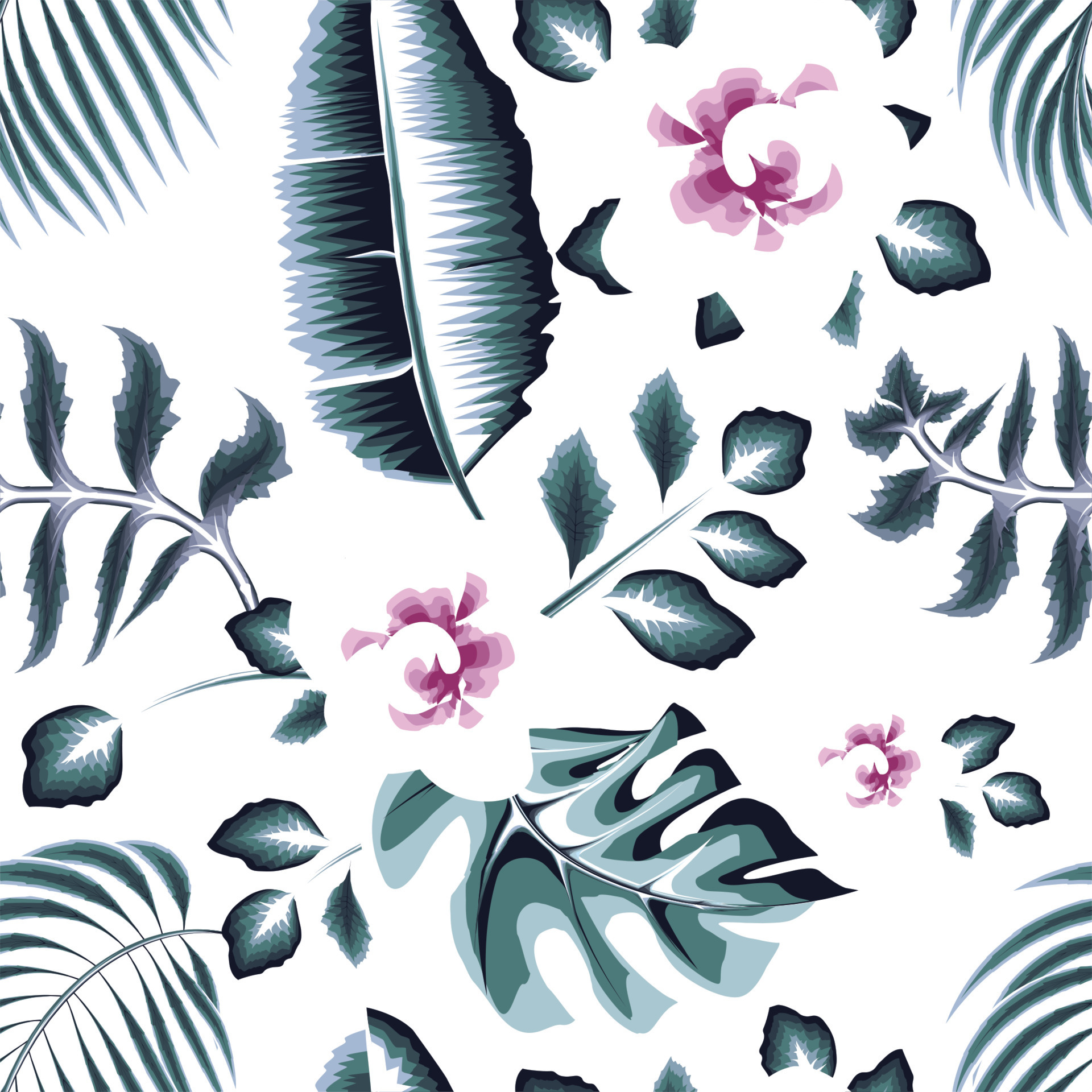 Vintage Green Monochromatic Tropical Seamless Pattern With Coconut