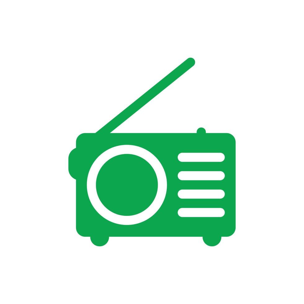 eps10 green vector radio solid icon isolated on white background. FM ...