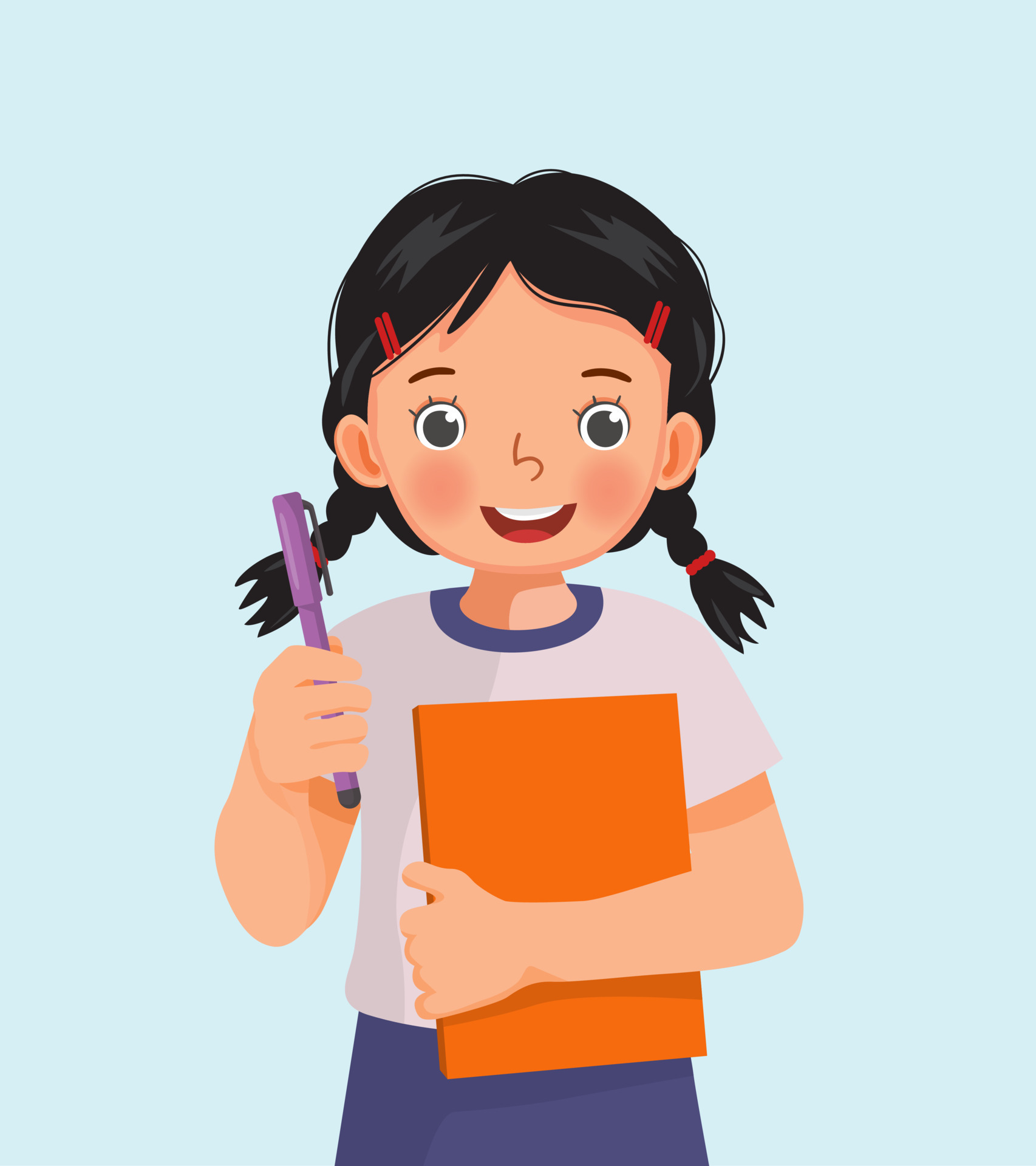 cute little girl student holding book and pen smiling 10791259 Vector ... cute little girl student holding book and pen smiling 10791259 Vector ...