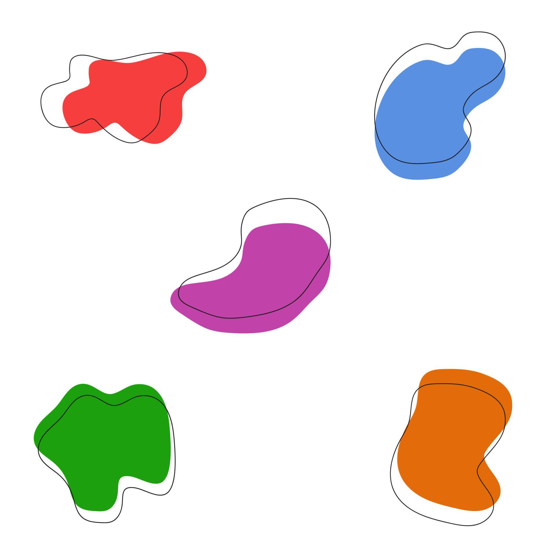 a set of multi-colored blobs with a black outline 10792199 Vector Art ...