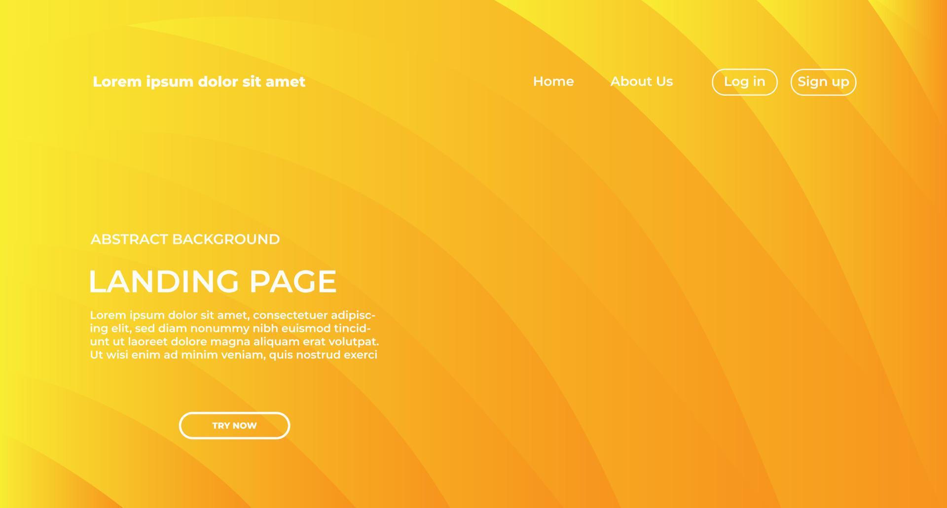 Landing page Yellow Background Template Design. Abstract Modern Website ...