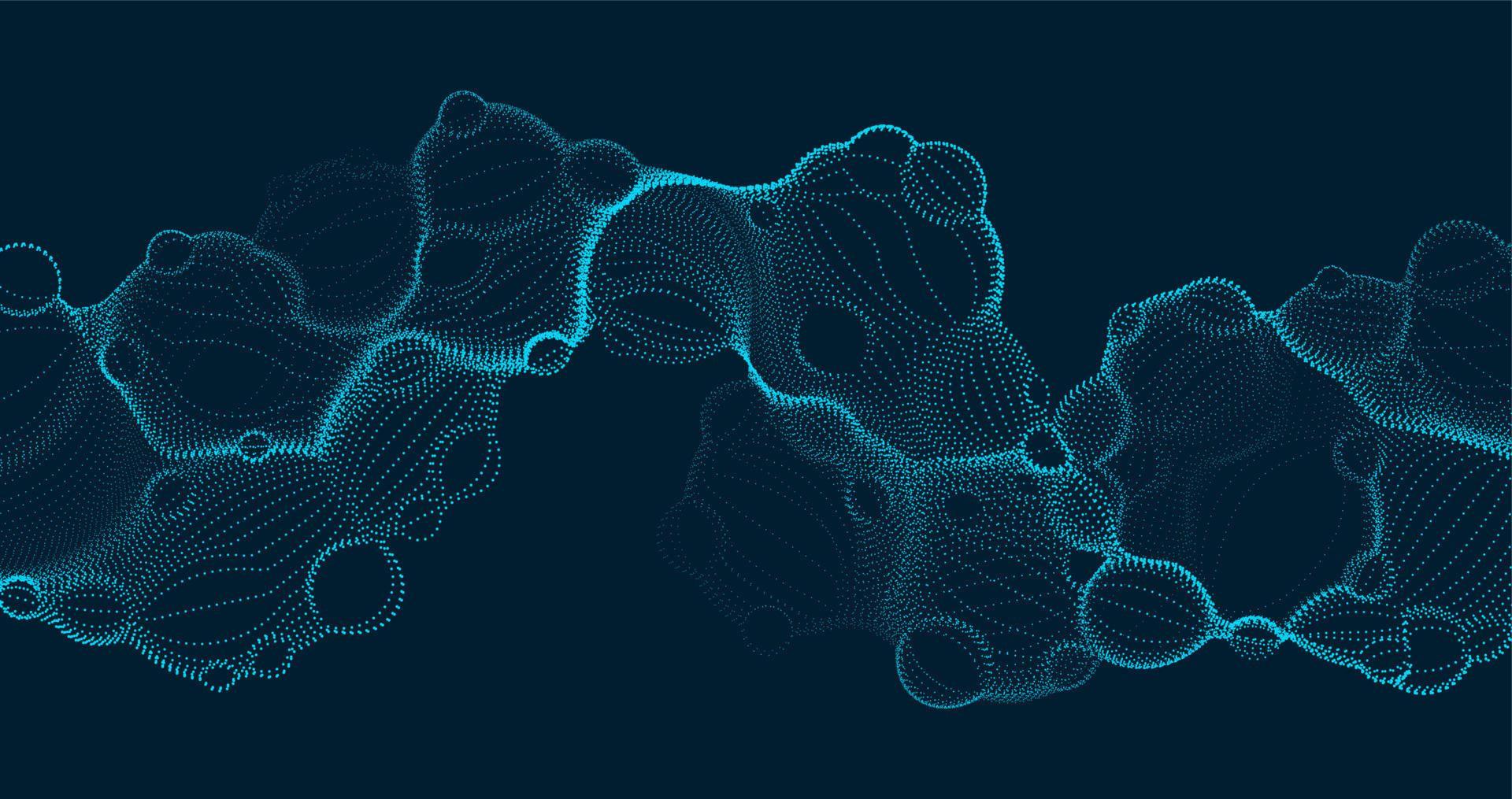 Abstract blueprint style illustration with flowing and pulsating particles. Futuristic fantasy ...