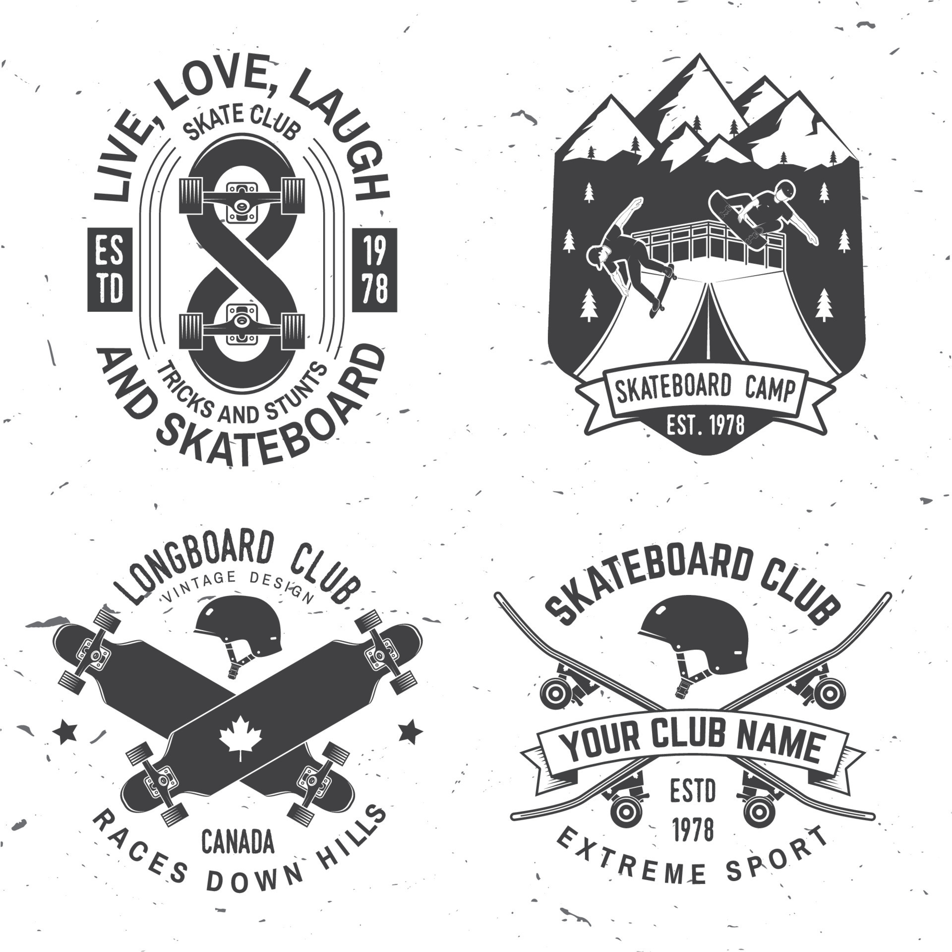 Set of Skateboard and longboard club badges. Vector illustration ...