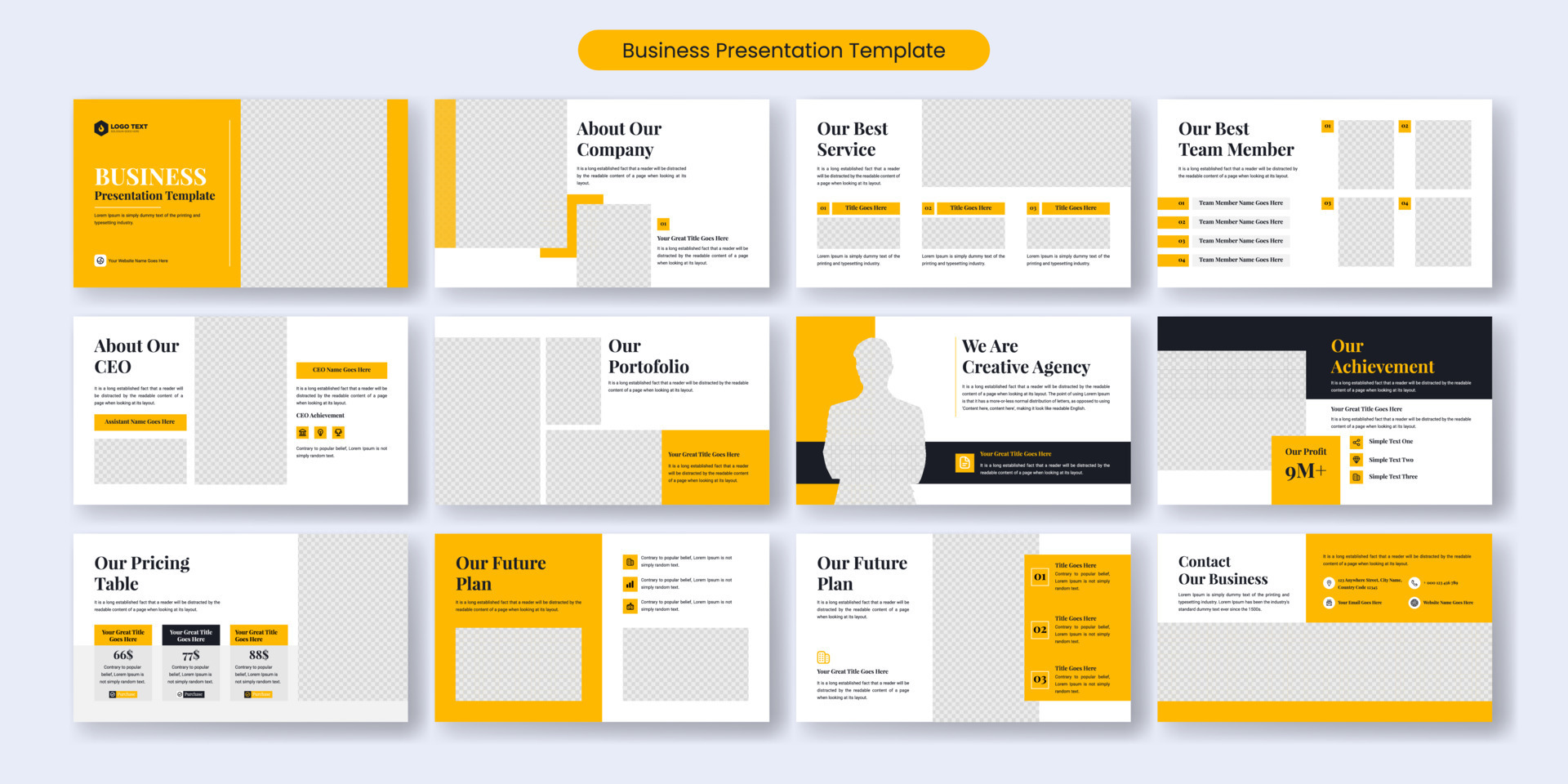 Creative business presentation slide template design set 10811155 ...