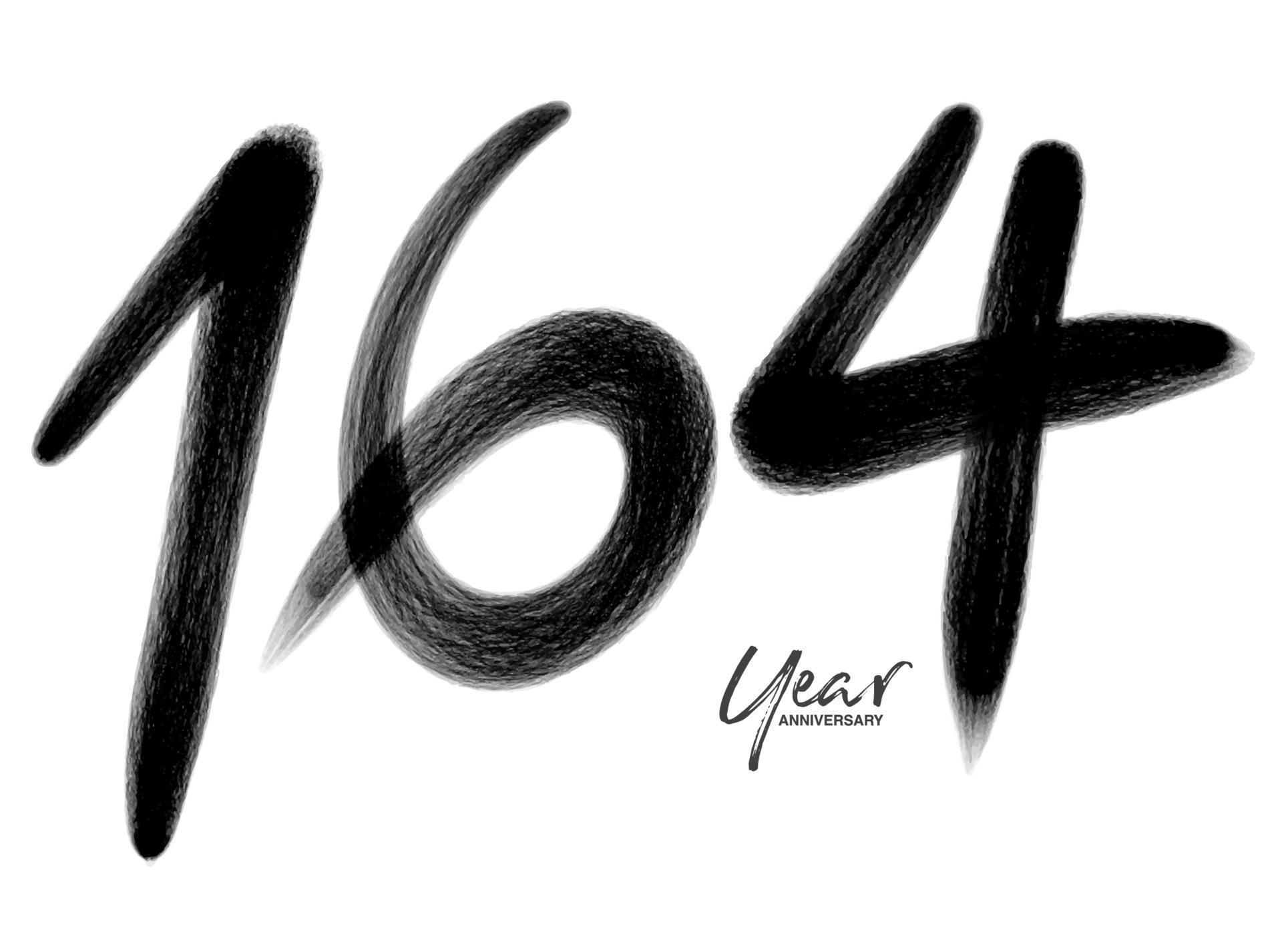 164 Years Anniversary Celebration Vector Template, 164 number logo design, 164th birthday, Black ...