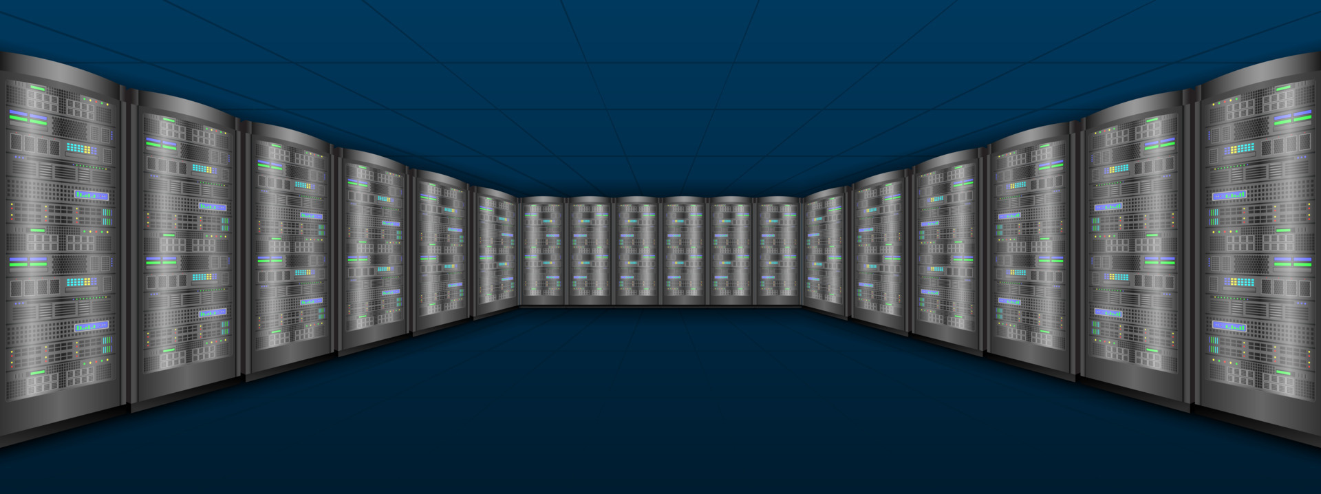 Network Servers Room Computer Hardware Isolated On White Background Vector Illustration