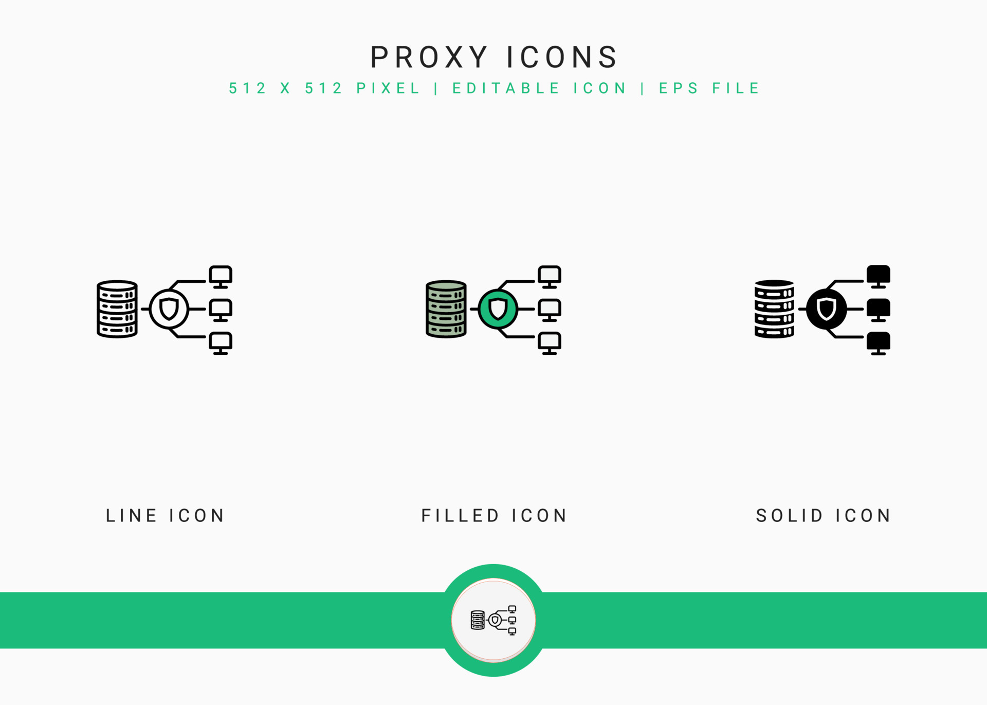 Proxy icons set vector illustration with solid icon line style ...
