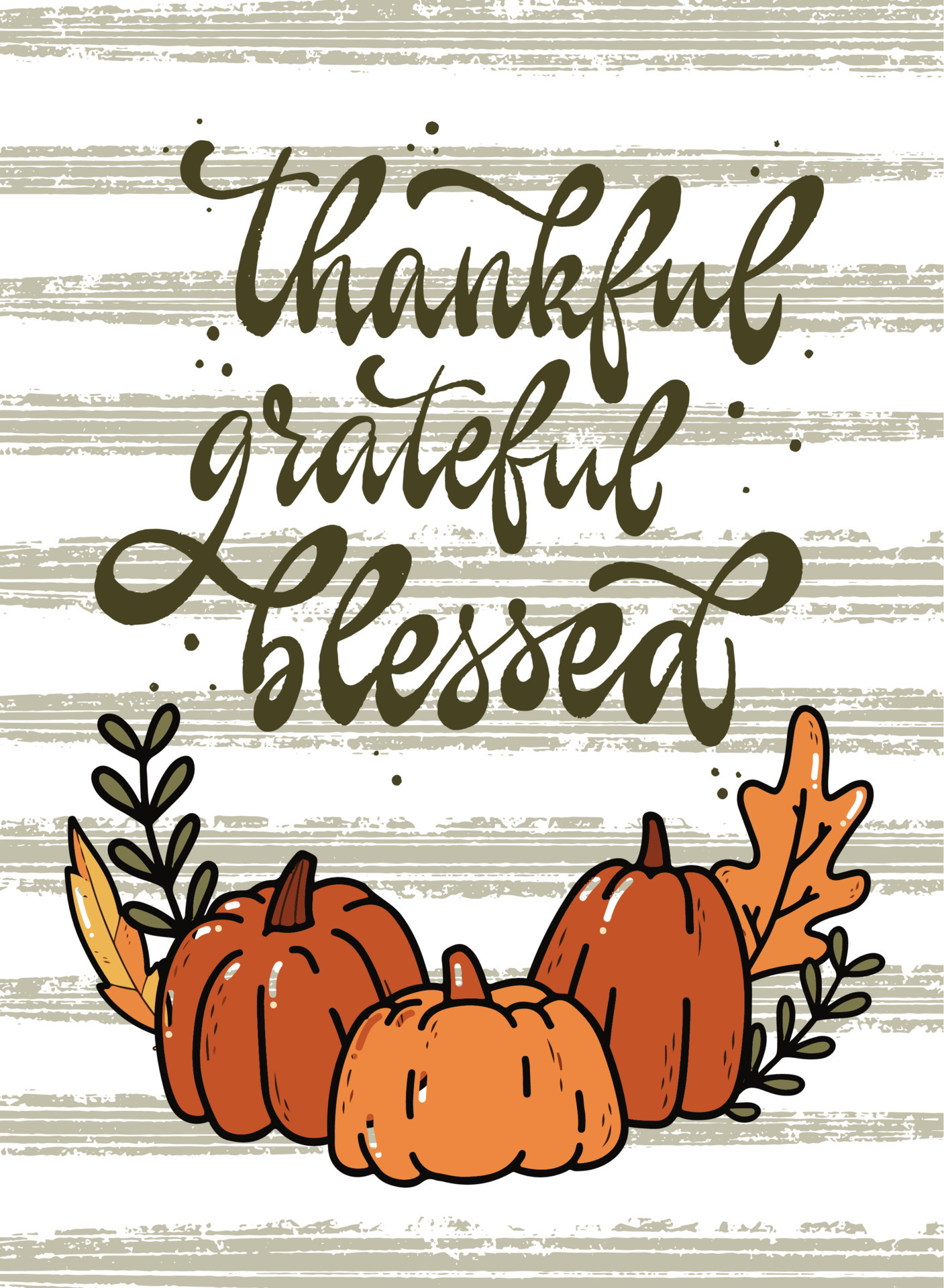Cute Hand Lettering Thanksgiving Quote Thankful Grateful Blessed