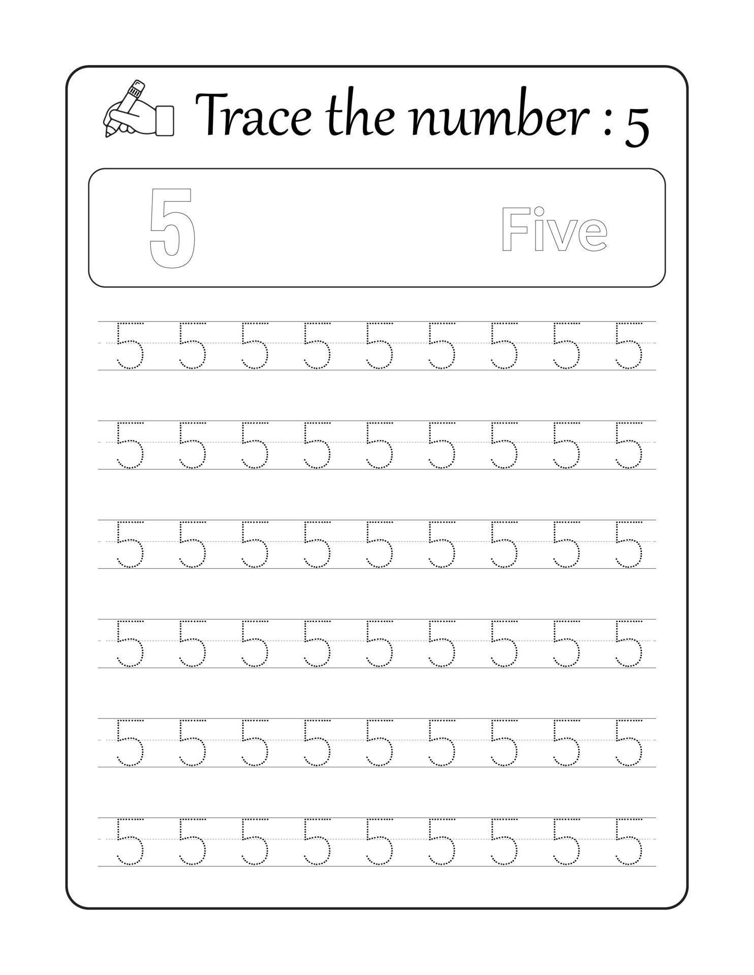 Trace the number 5. Number Tracing for kids 10820821 Vector Art at Vecteezy
