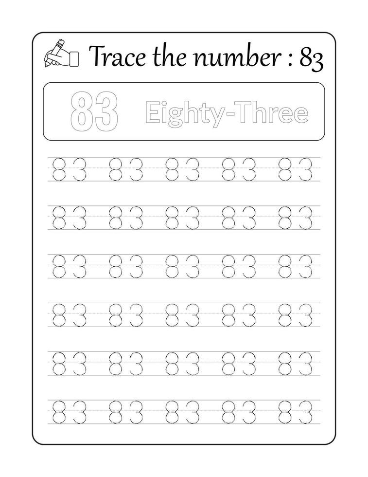Trace the number 83. Number Tracing for Kids 10820842 Vector Art at Vecteezy