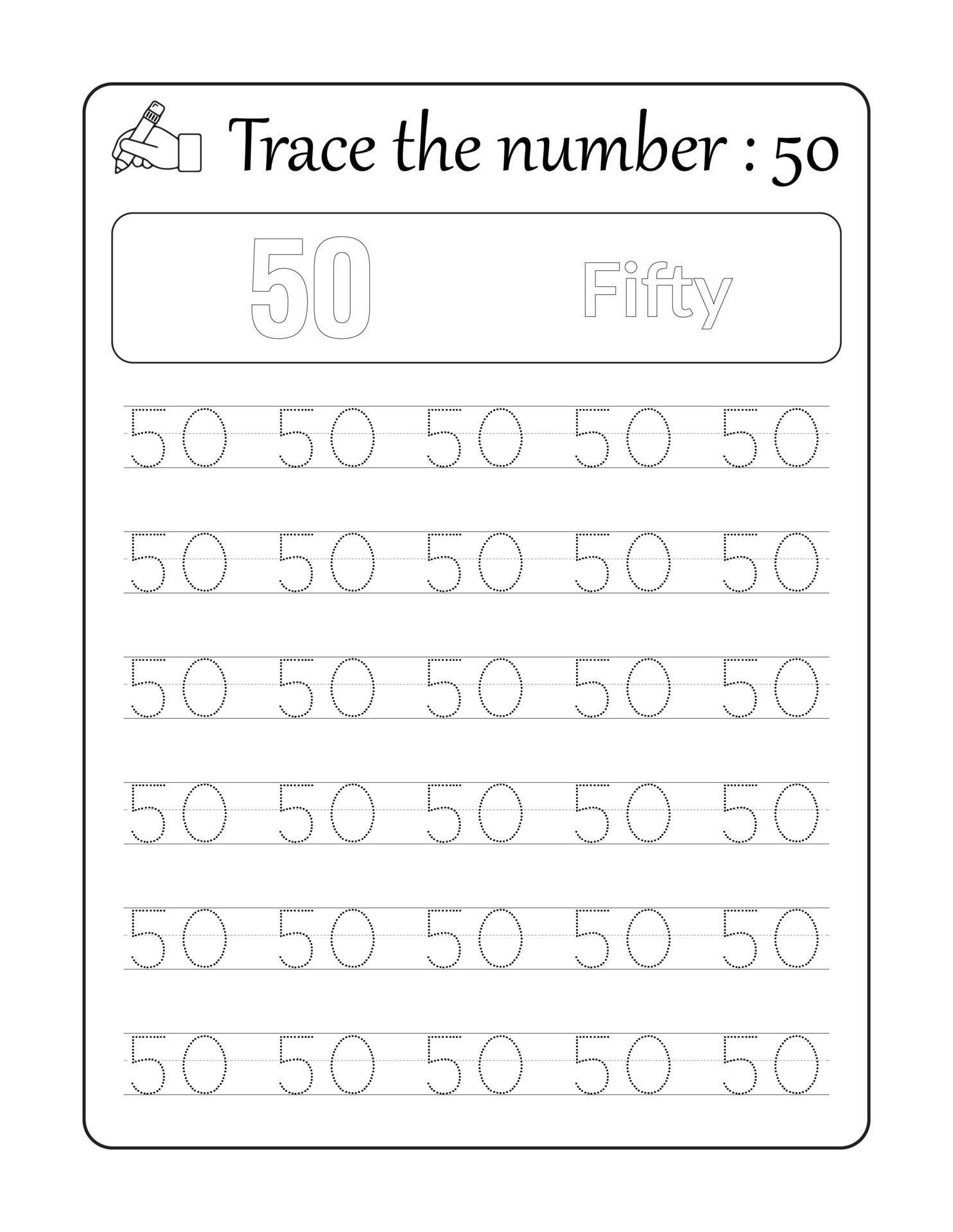 Trace the number 50. Number Tracing for Kids 10820878 Vector Art at ...