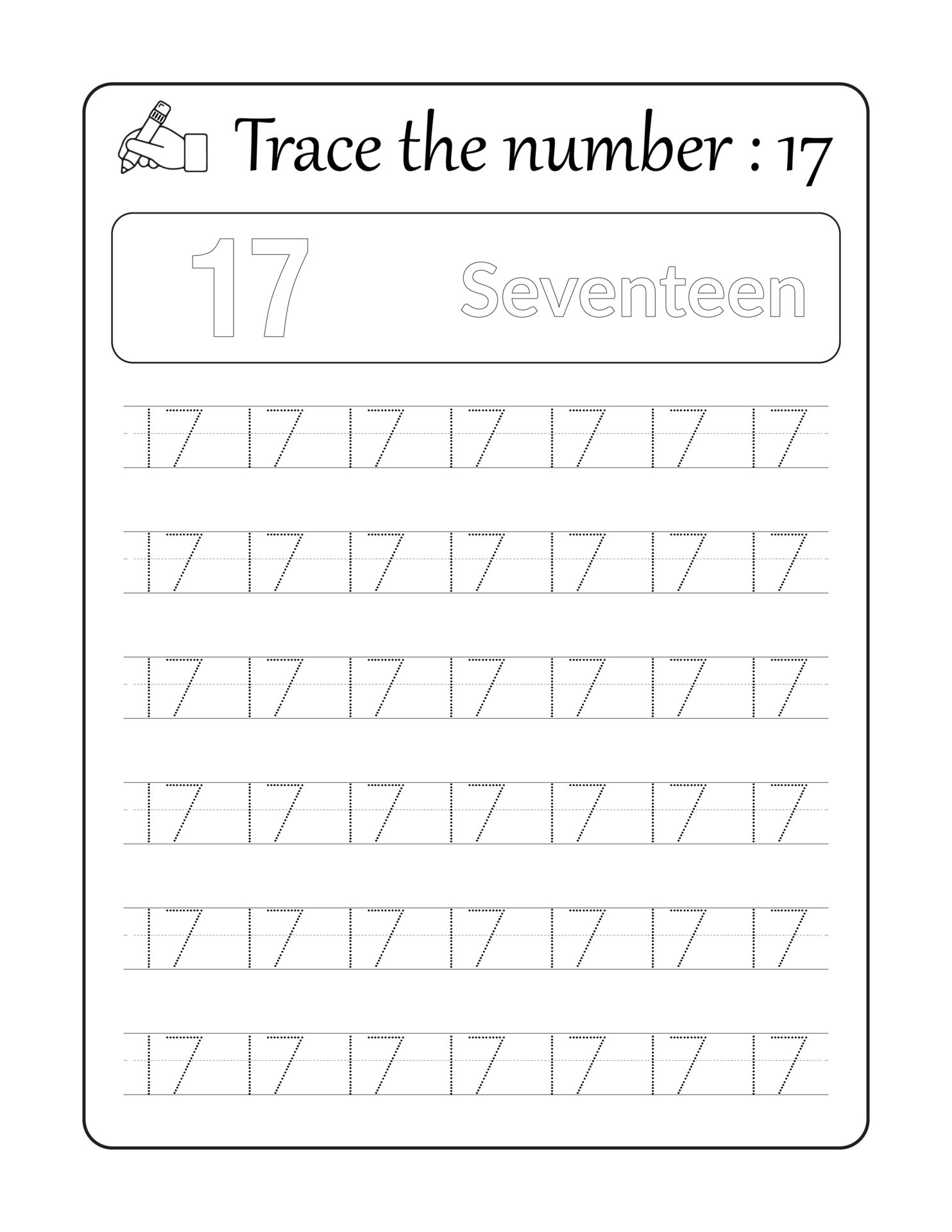 Trace The Number 17 Number Tracing For Kids 10820892 Vector Art At trace-the-number-17-number-tracing-for-kids-10820892-vector-art-at