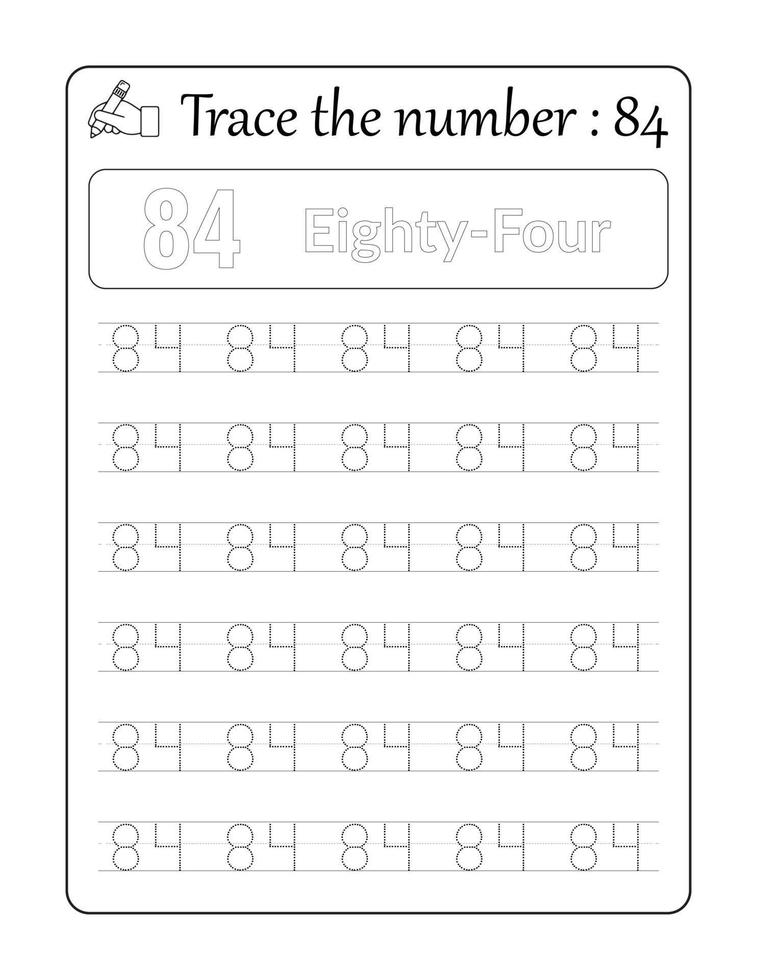 Trace the number 84. Number Tracing for Kids 10820896 Vector Art at ...