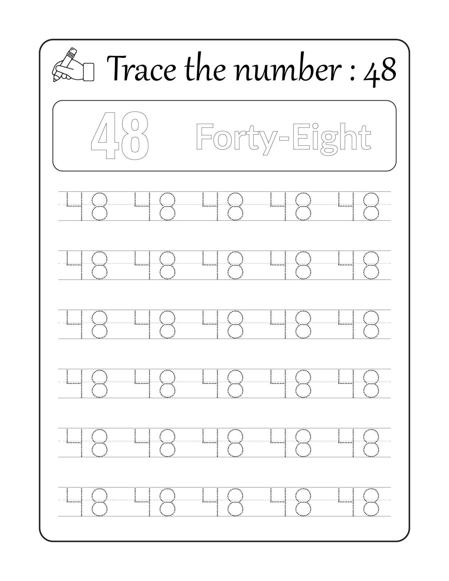 Trace the number 48. Number Tracing for Kids 10820903 Vector Art at ...