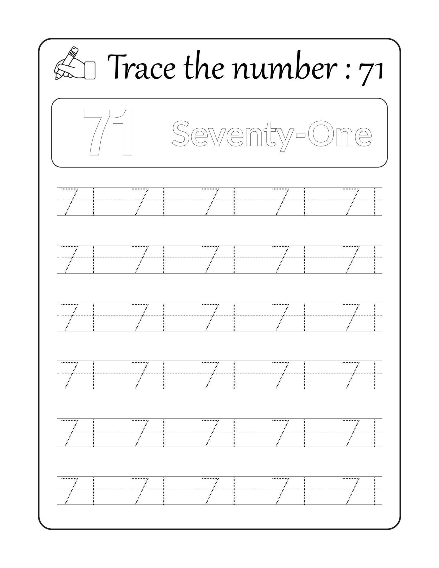 Trace the number 71. Number Tracing for Kids 10820918 Vector Art at ...