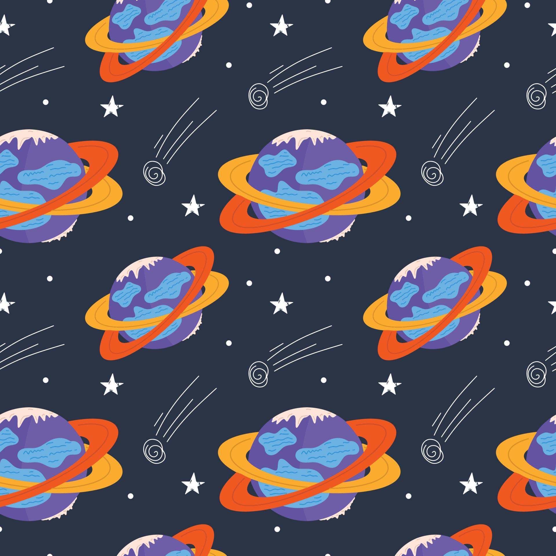 Seamless space pattern. Vector illustration hand drawn 10826556 Vector ...