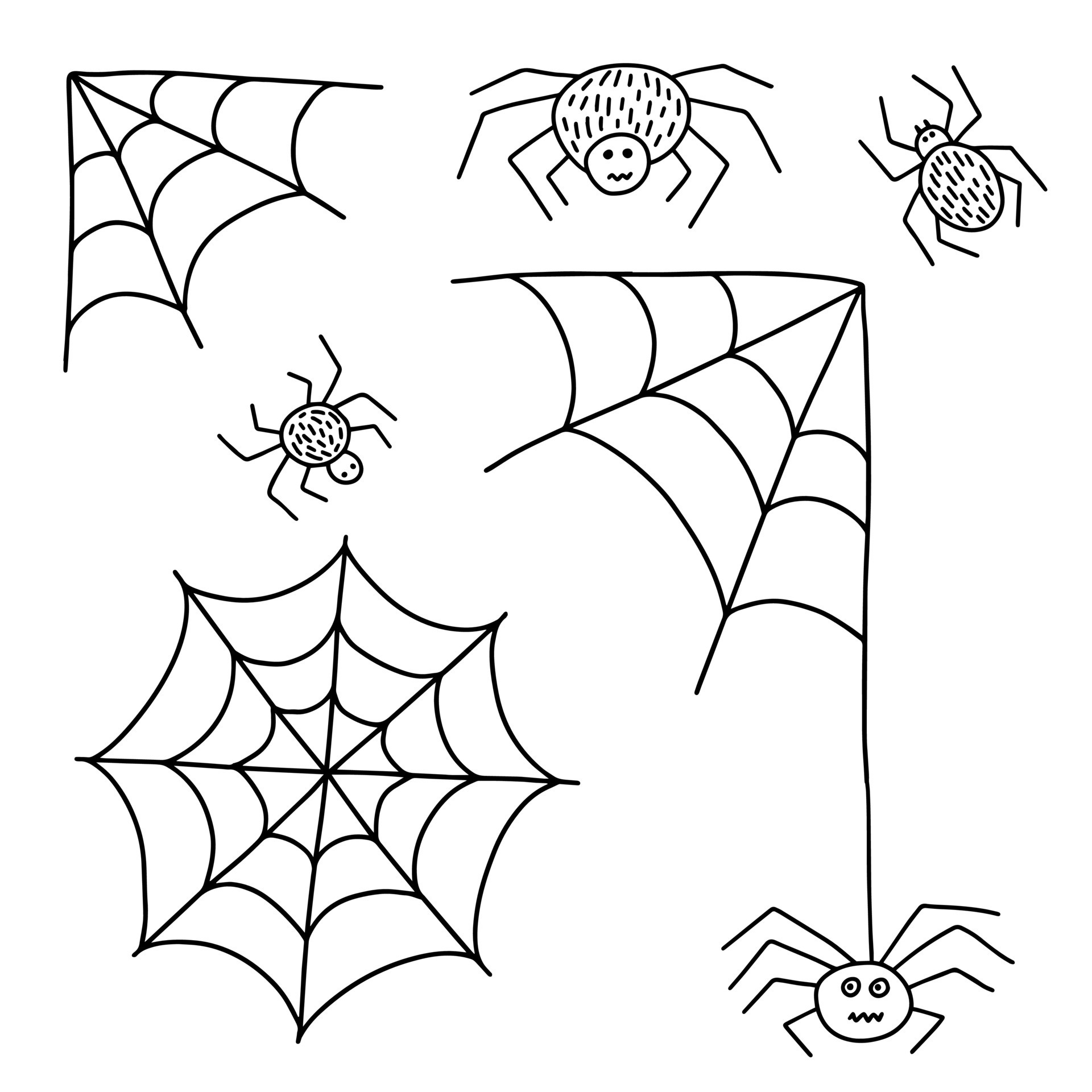 Vector doodle spider web and spiders set. Hand drawn doodle spider web ... Vector doodle spider web and spiders set. Hand drawn doodle spider web ...