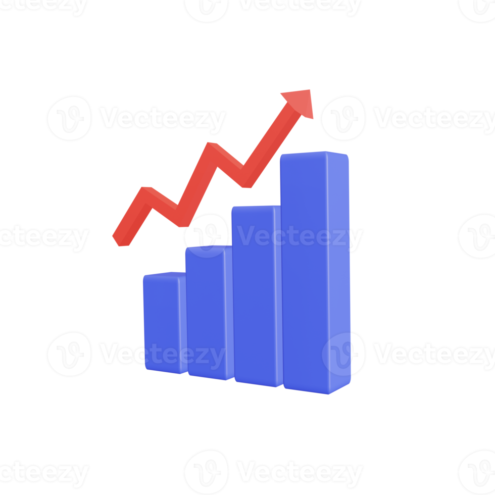 gráfico de barras creciente con una flecha ascendente. 10833507 PNG