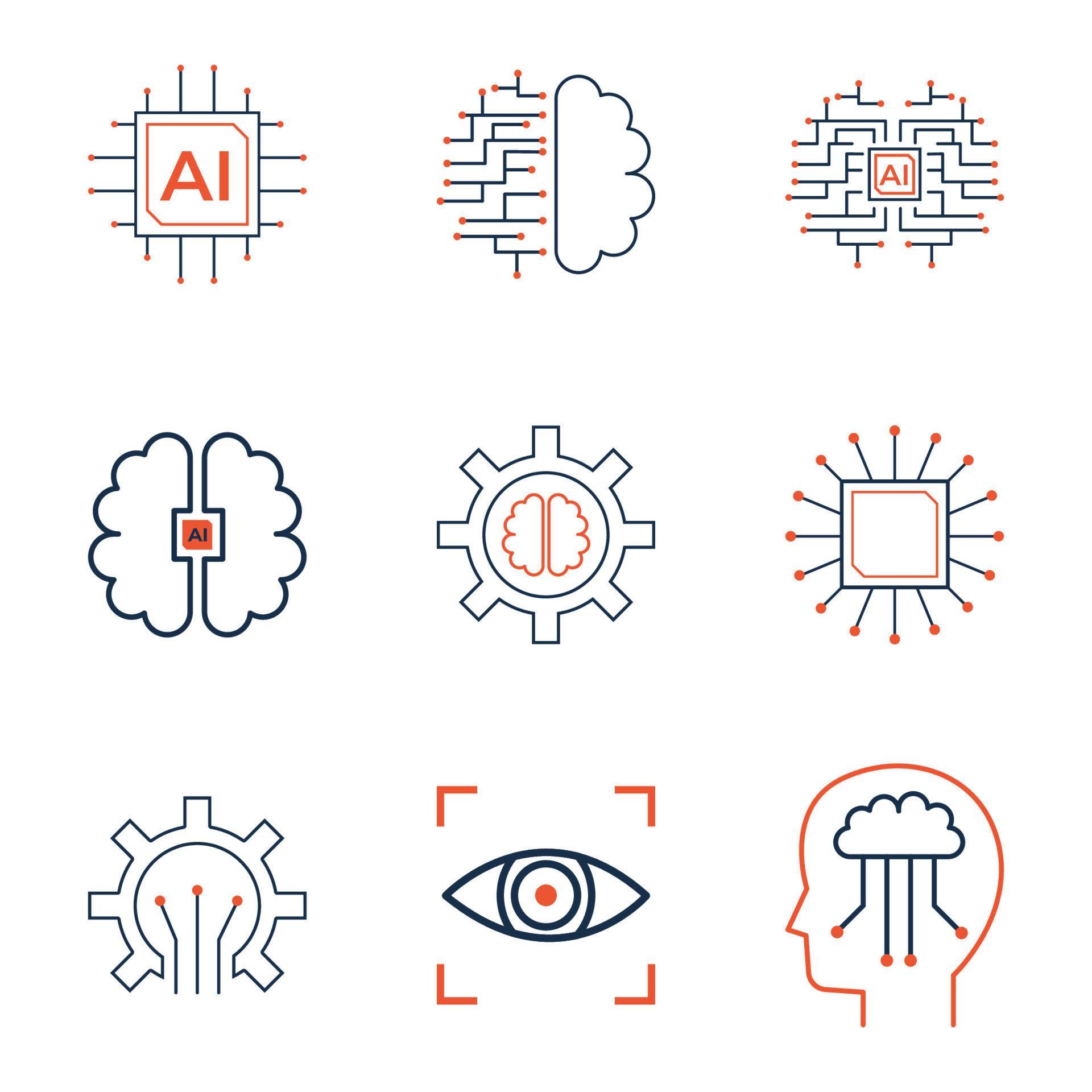 set of artificial intelligence icon vector design 10835497 Vector Art ...