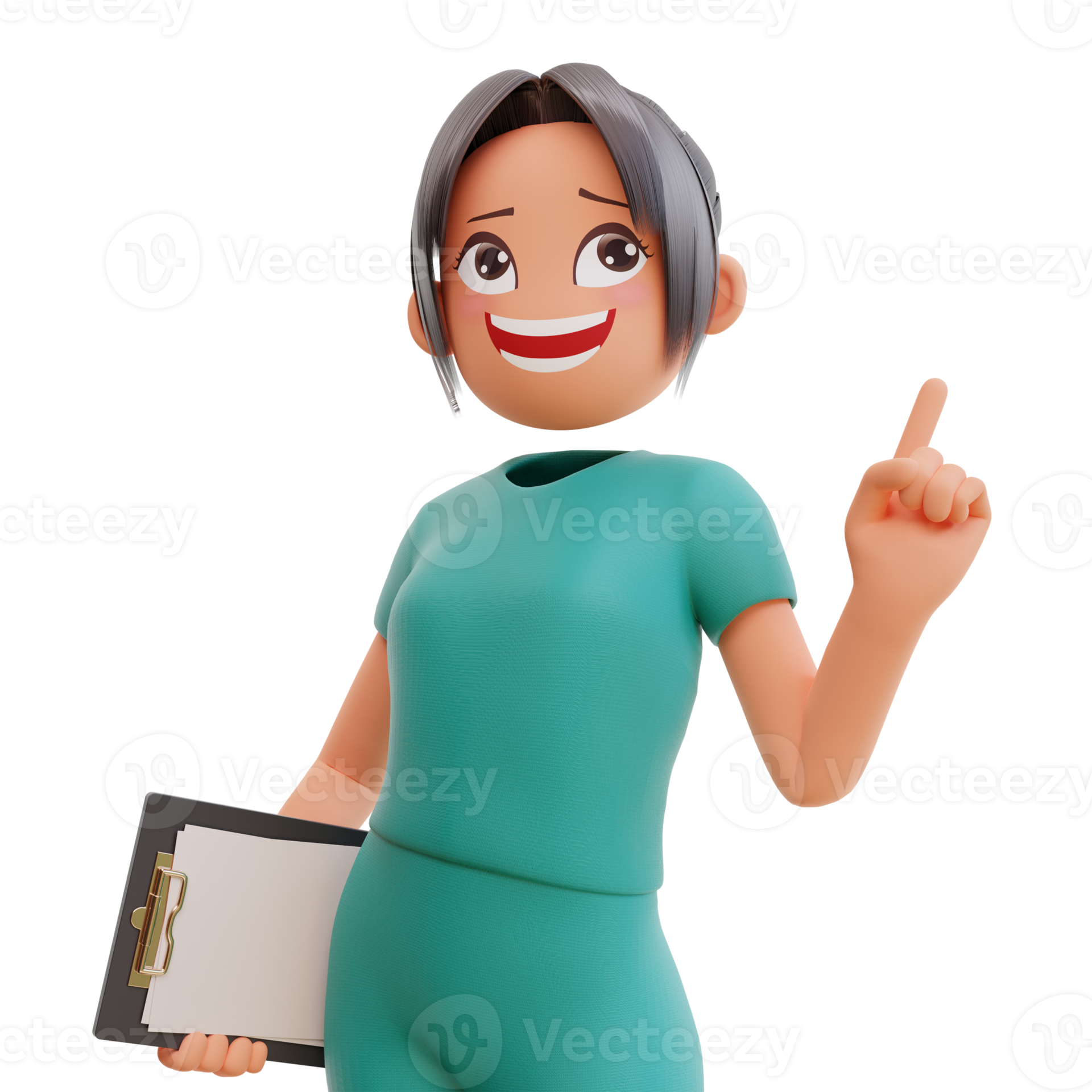 Cute Nurse Pointing Up 10837589 Png