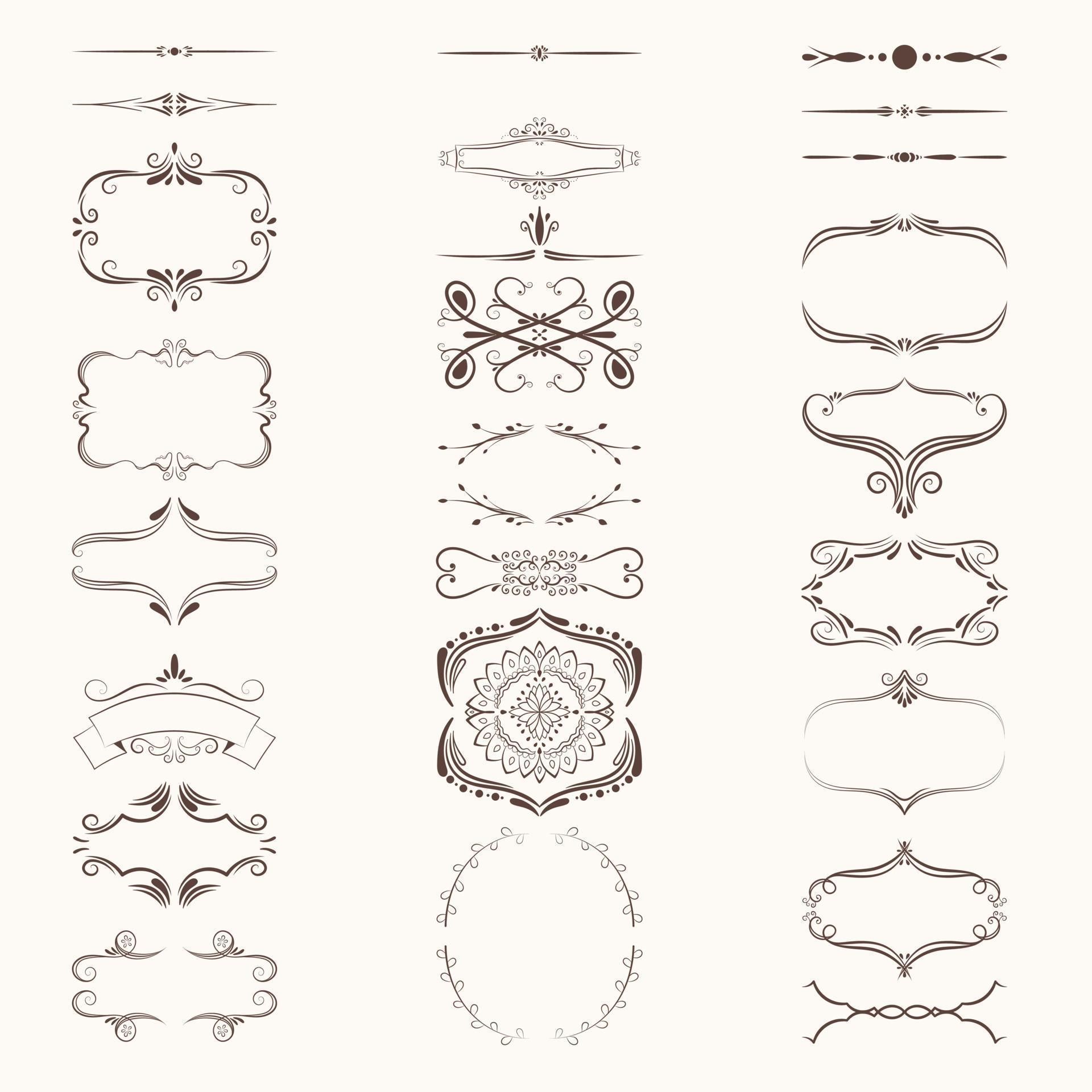Big set of vector decorative elements. Borders, frames, brackets ...