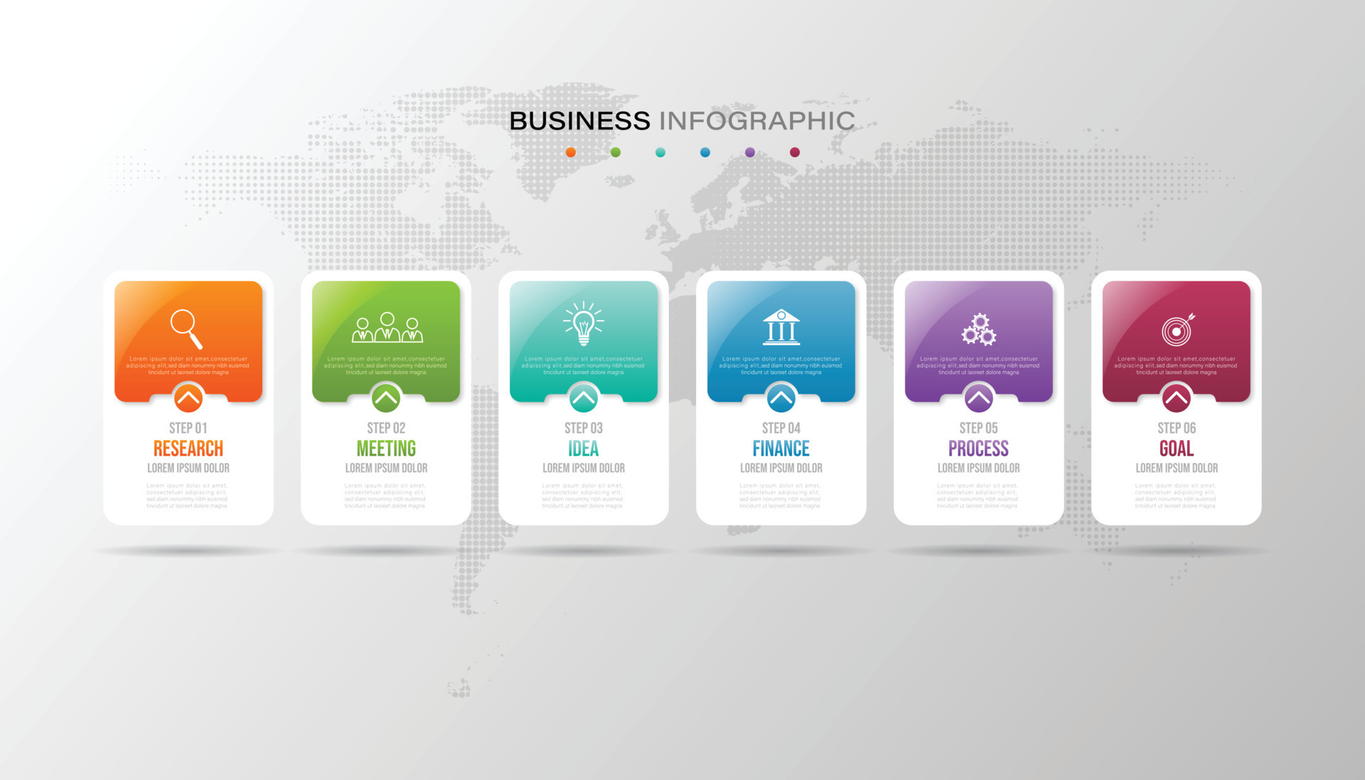 Infographic design template six option, process or step for presentation. Can be used for ...