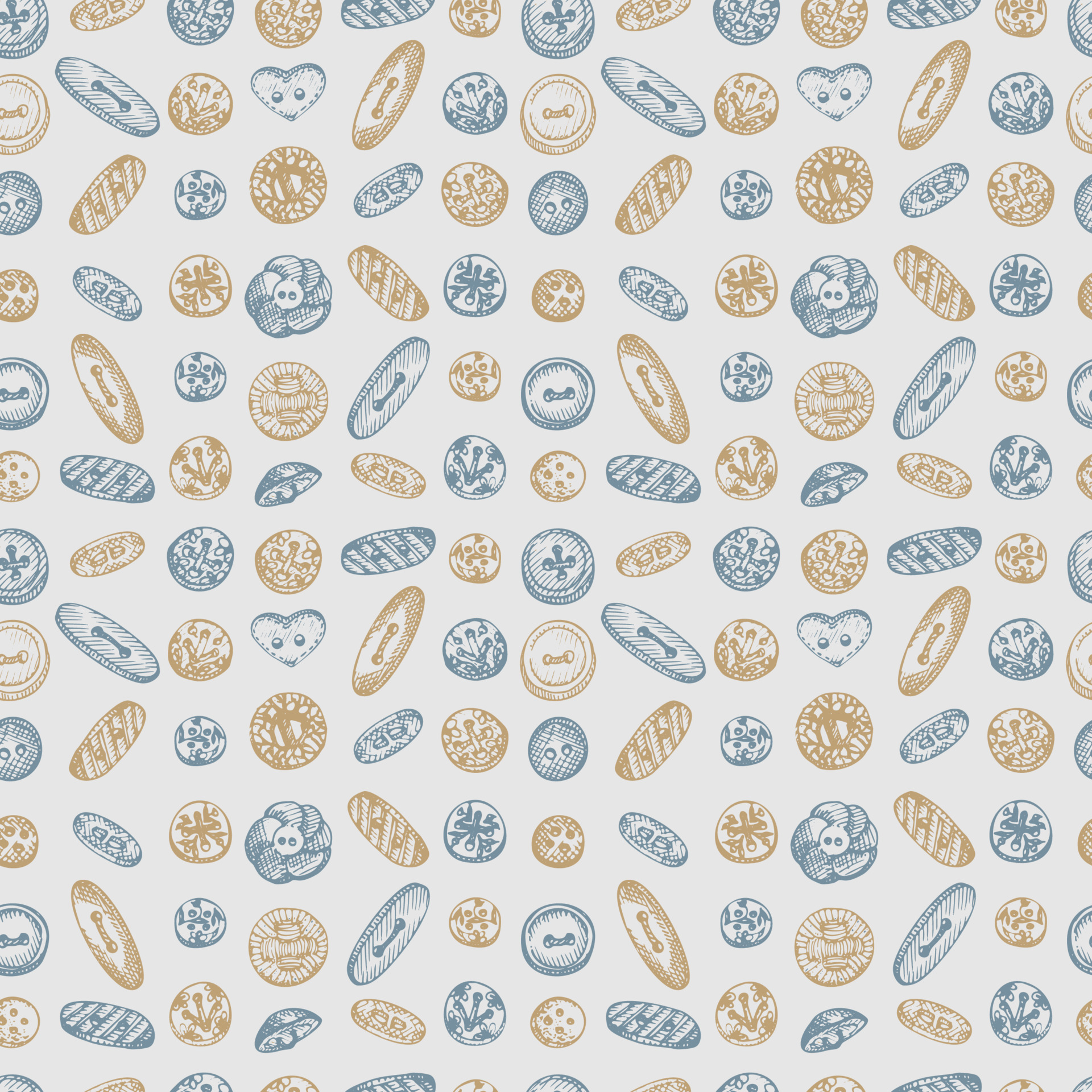 Seamless Pattern With Hand Drawn Vintage Sewing Tools Buttons Threads