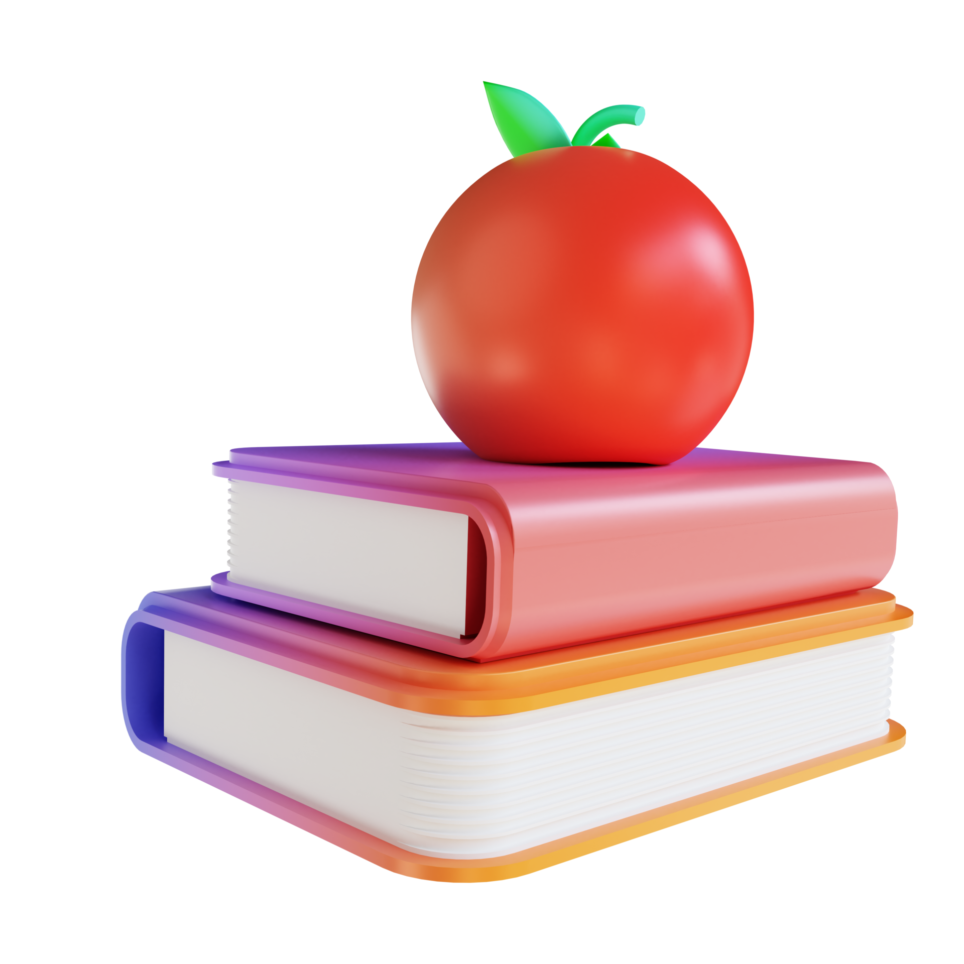 Free manzana y libro colorido de ilustración 3d 10841603 PNG with ...
