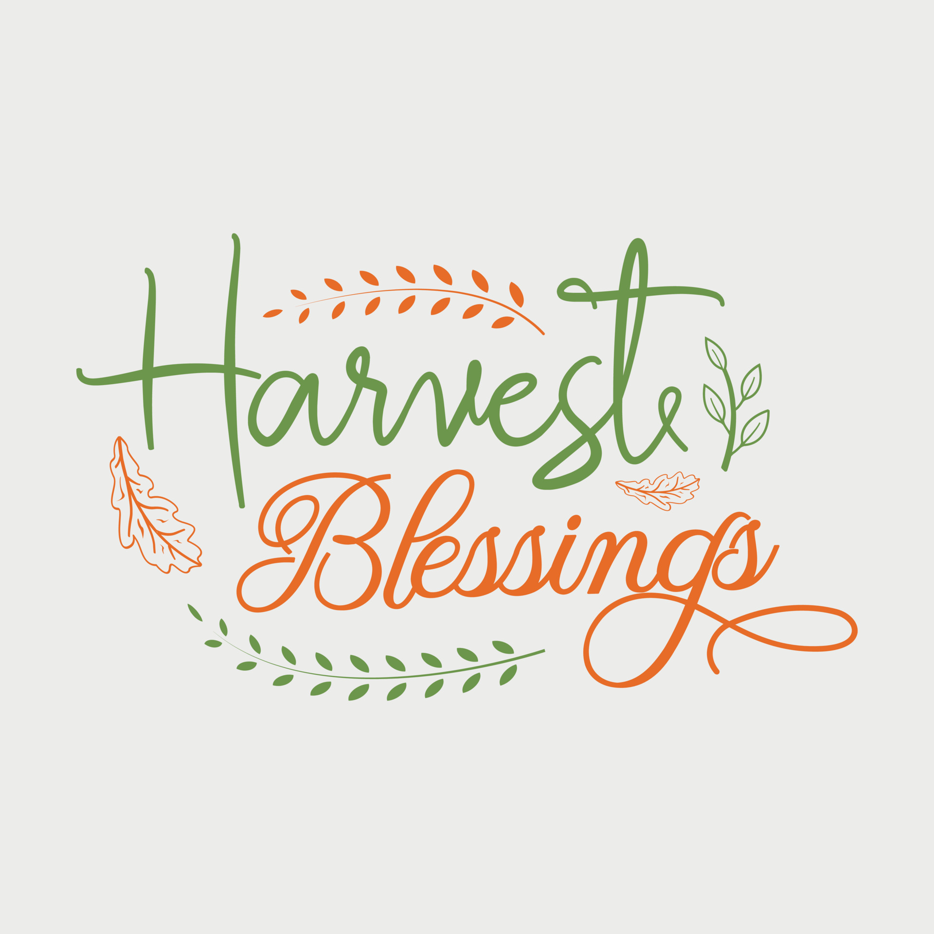 Harvest Blessing Vector Illustration Hand Drawn Lettering With Fall