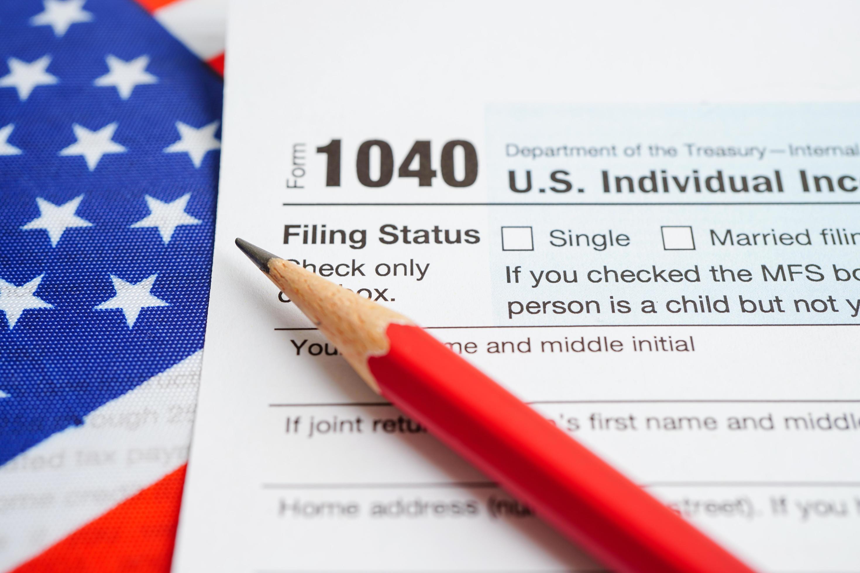 Tax form 1040 U.S. Individual Income Tax Return, business finance ...