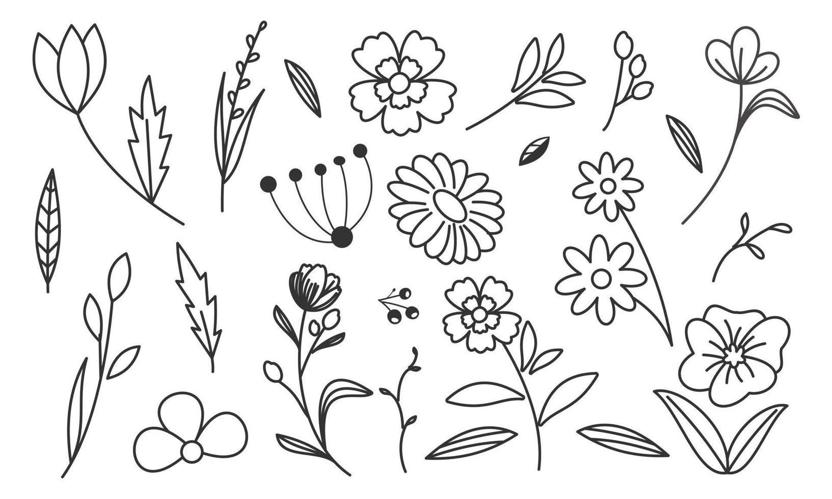 Hand Drawn Flower And Branches Doodle Vector 10847763 Vector Art At