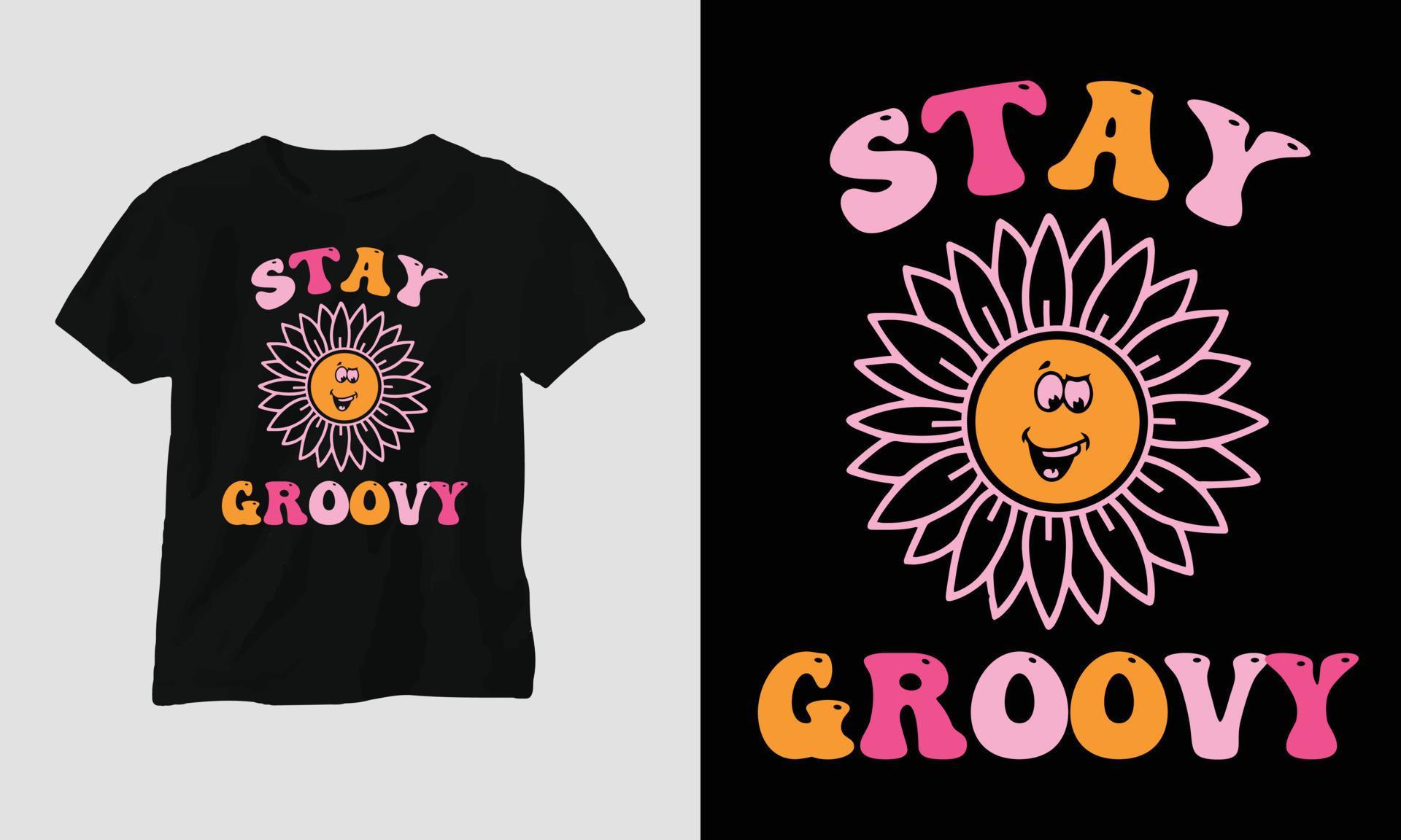Wavy Retro Groovy T-shirt Design. vector Graphic Design T-Shirt, mag, sticker, wall mat, etc ...