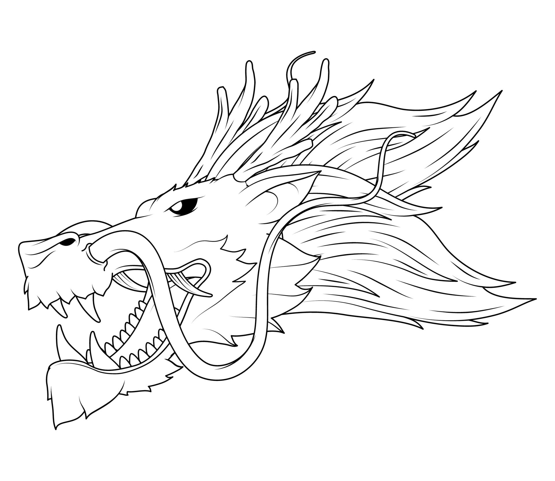 Chinese Dragon Head Profile 10849747 Vector Art At Vecteezy