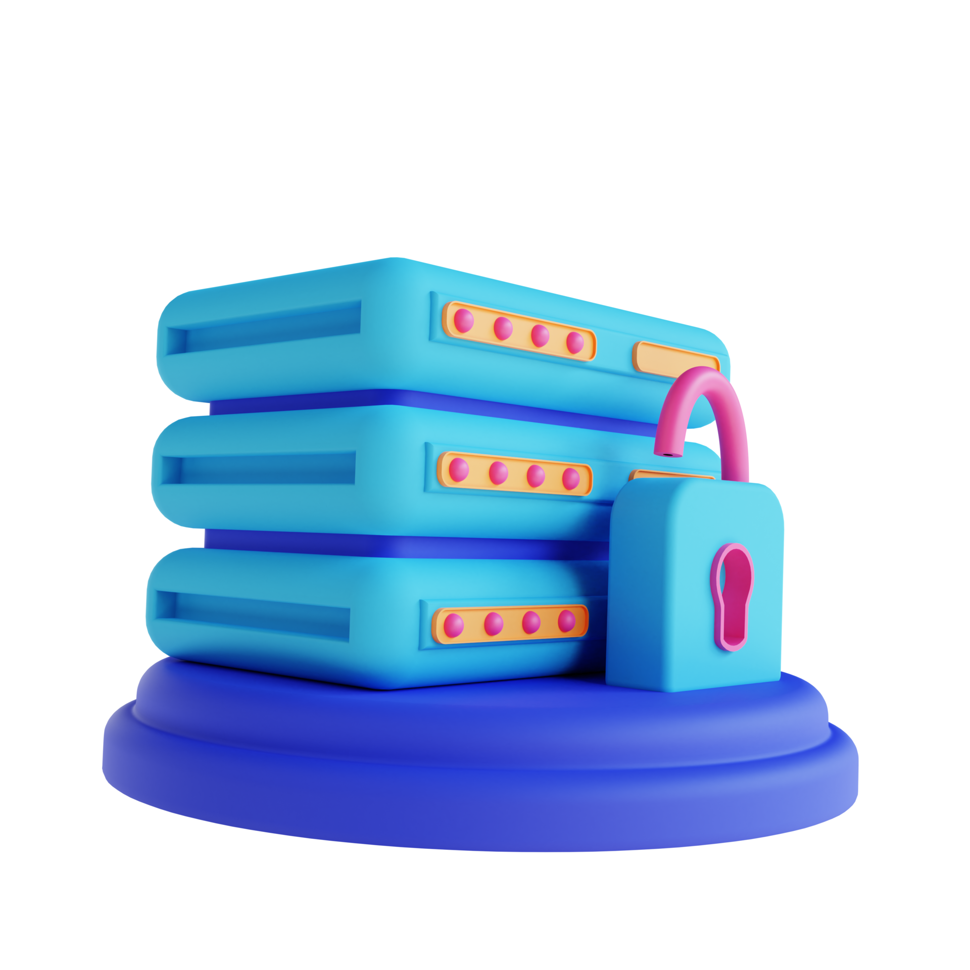 3d Illustration Server Security And Unlock 10850919 Png