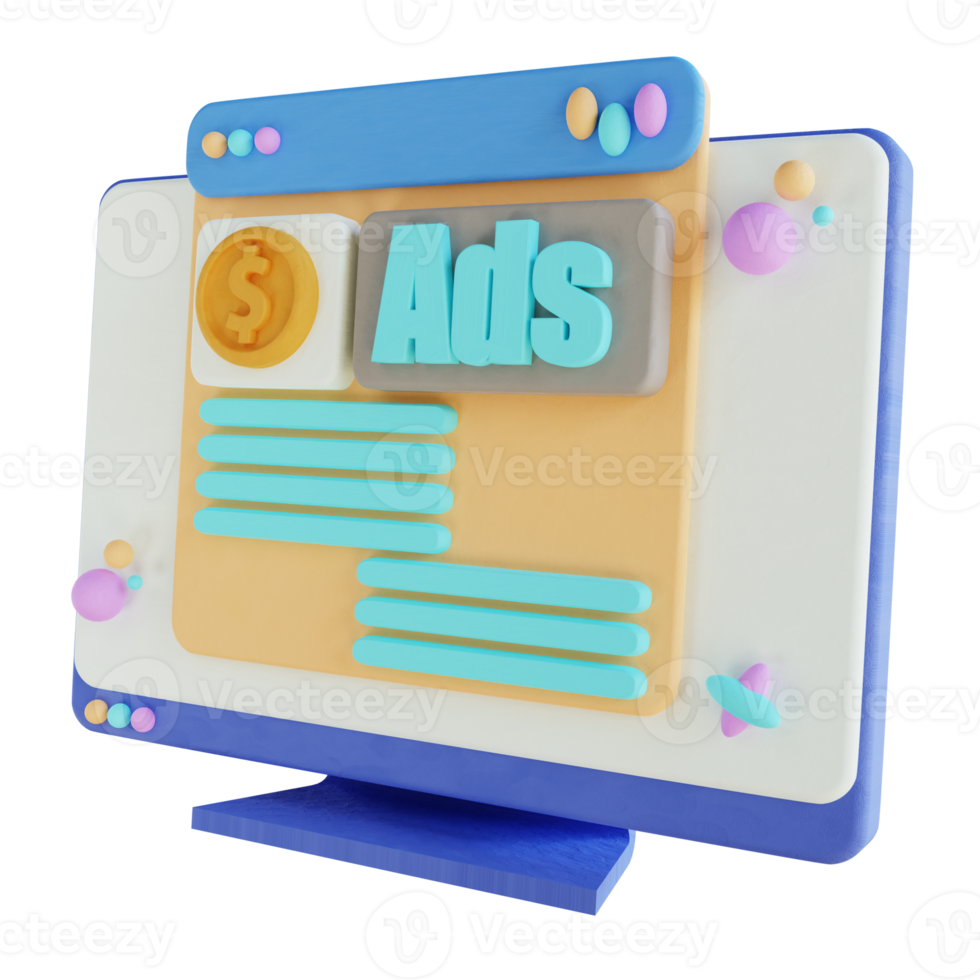 3D illustration online ads 10851241 PNG