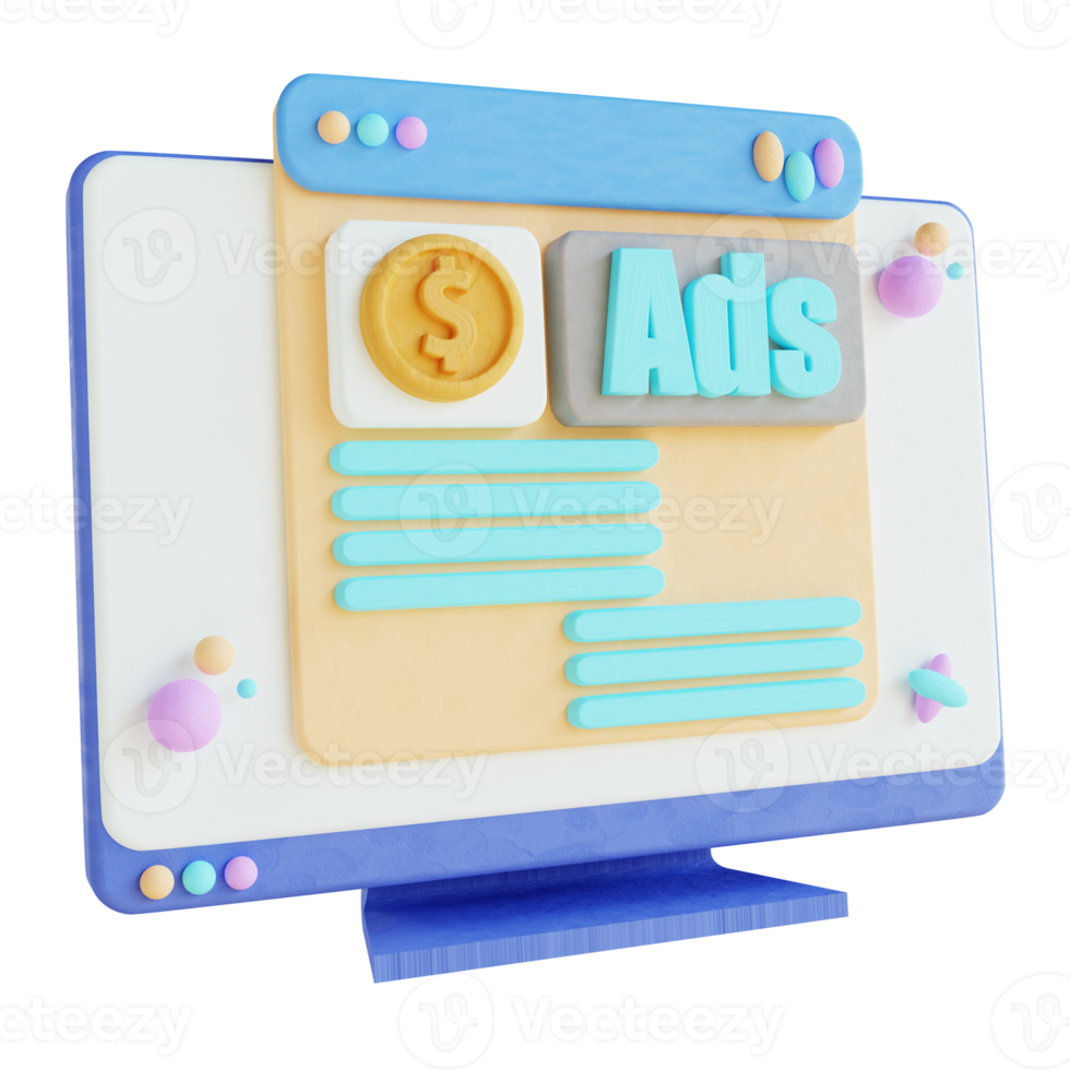 3D illustration online ads 10854397 PNG