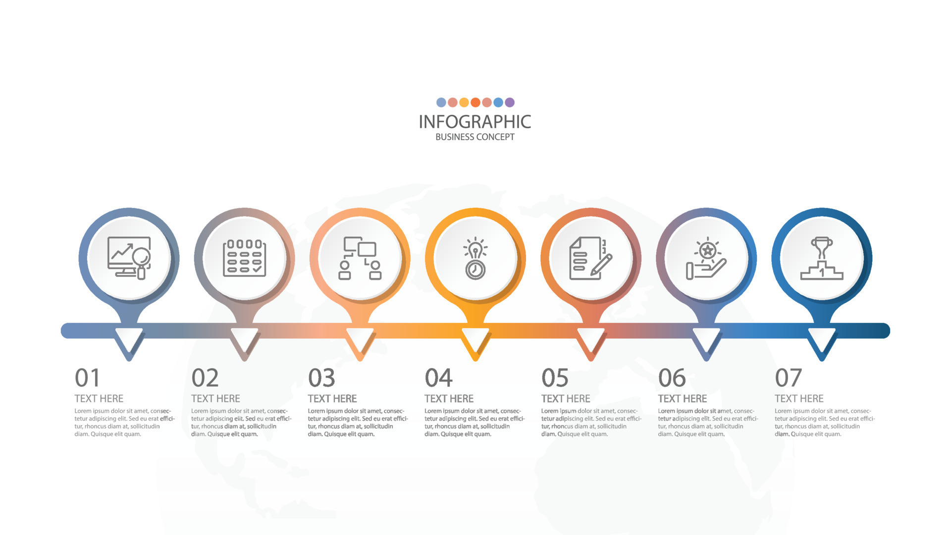 Basic circle infographic template with 7 steps, process or options ...