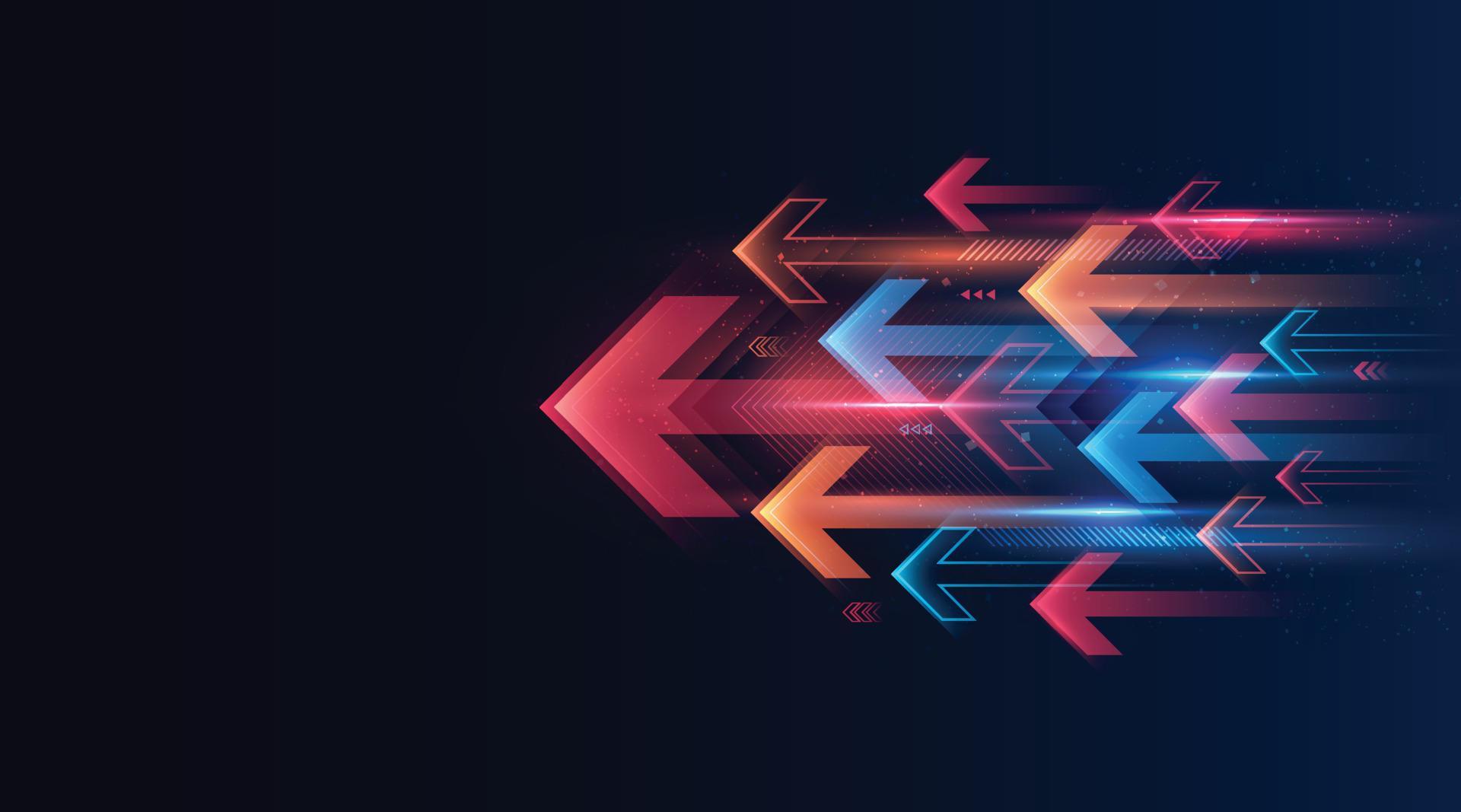 Modern abstract arrows moving at high speed. Dynamic motion. Technology ...