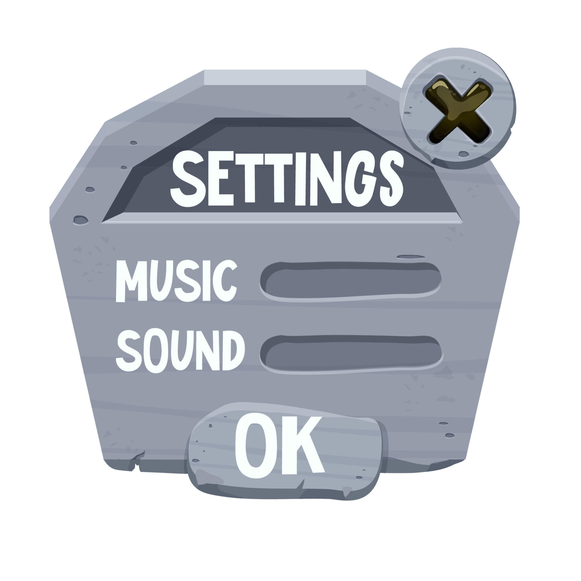Stone Game Menu Template Textured Comic In Cartoon Style Isolated On