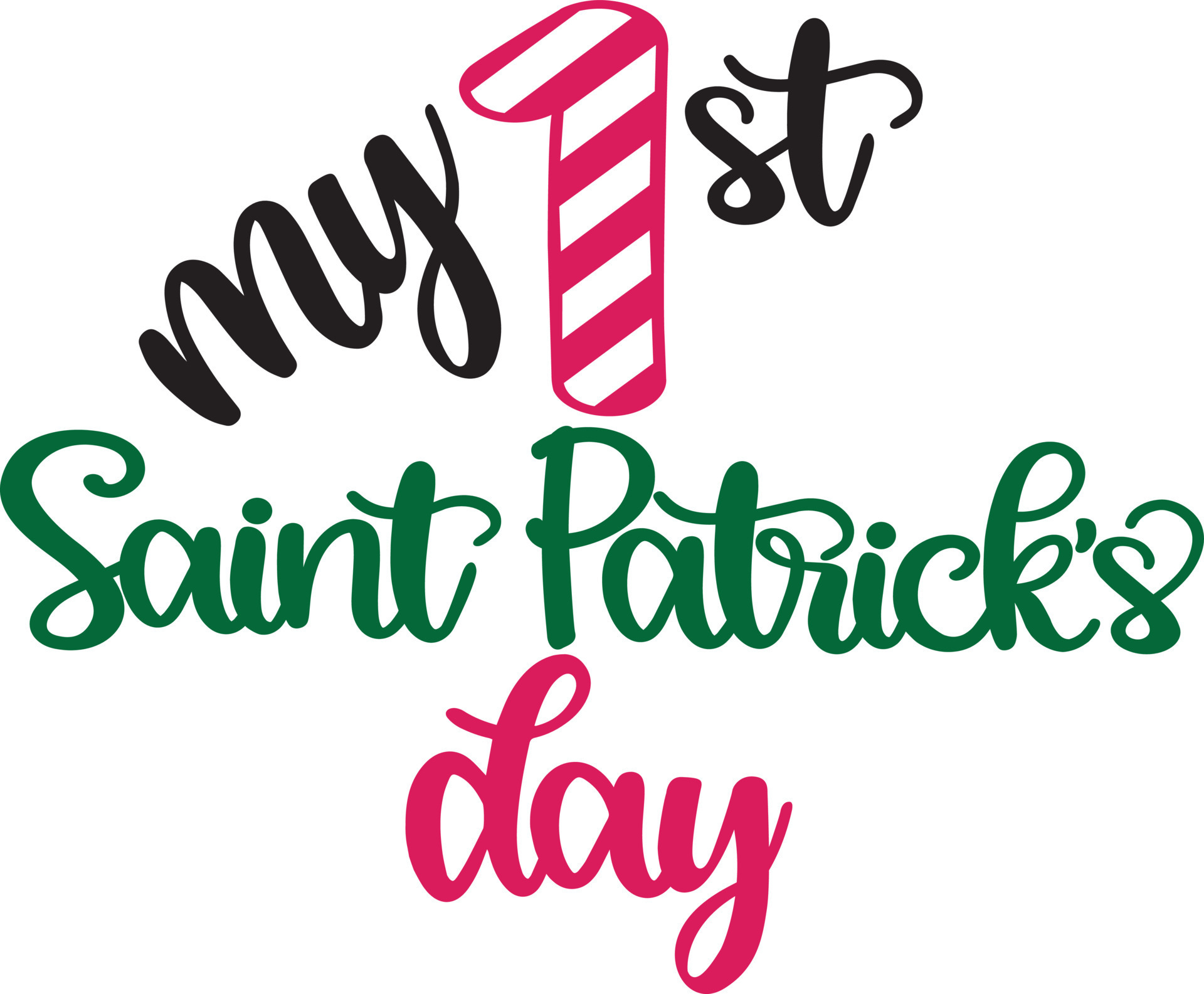 My 1st Saint Patricks Day 2 Green Clover So Lucky Shamrock Lucky Clover Vector Illustration