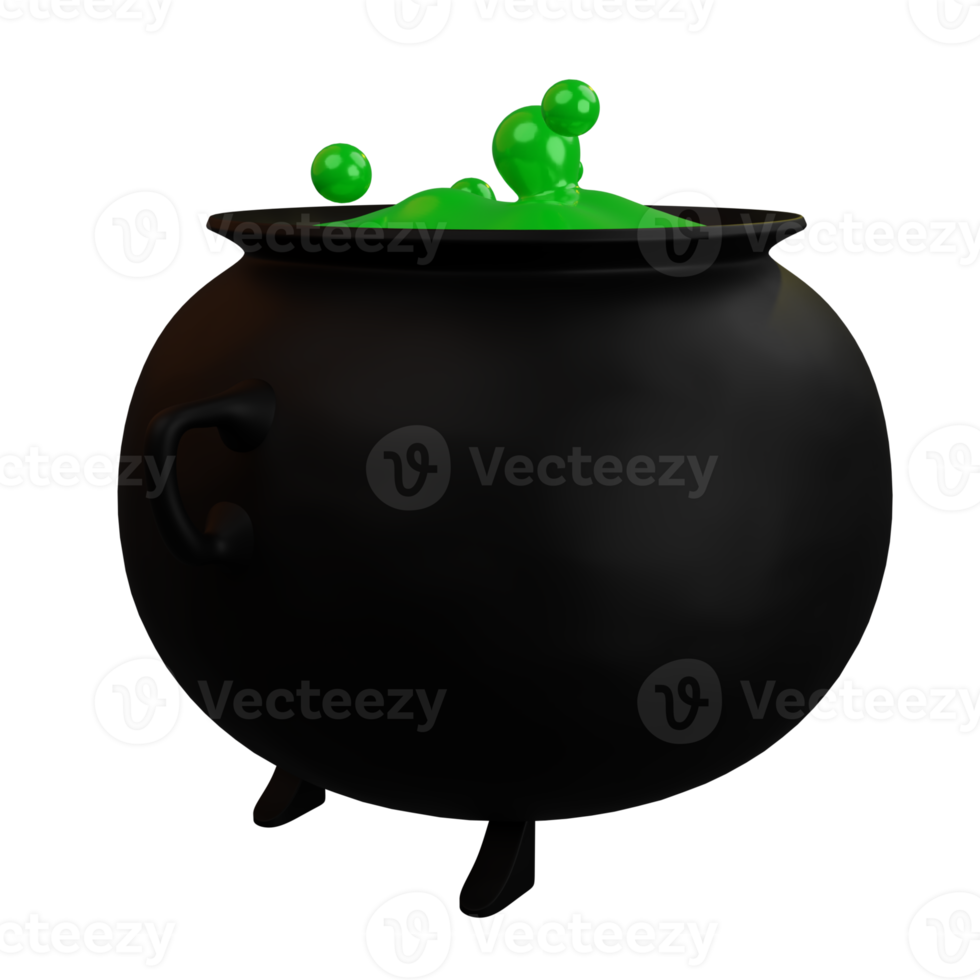 3d cauldron filled with witch potion liquid, for Halloween party ...