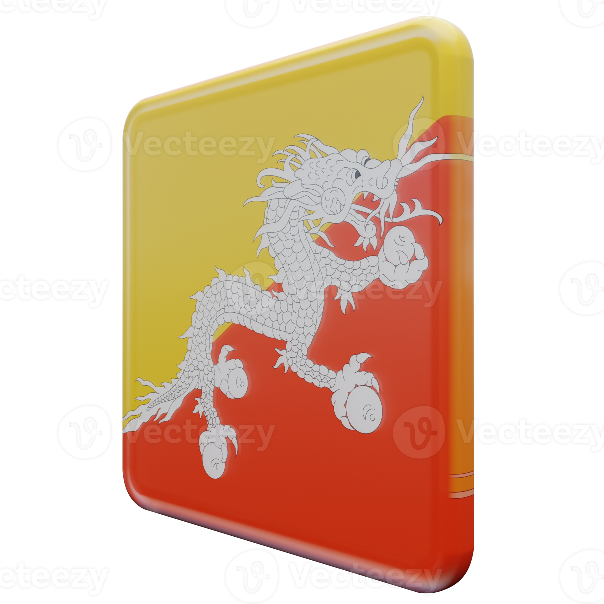 Bhutan Right View 3d textured glossy square flag 10864911 PNG