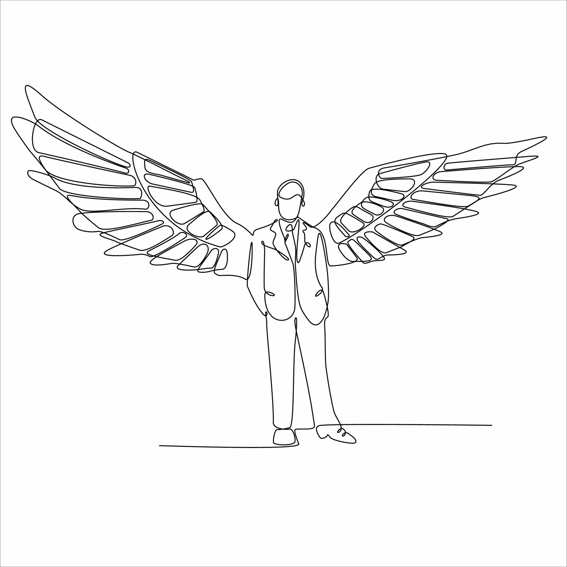 Winged Man Continuous Line Drawing 10865031 Vector Art At Vecteezy