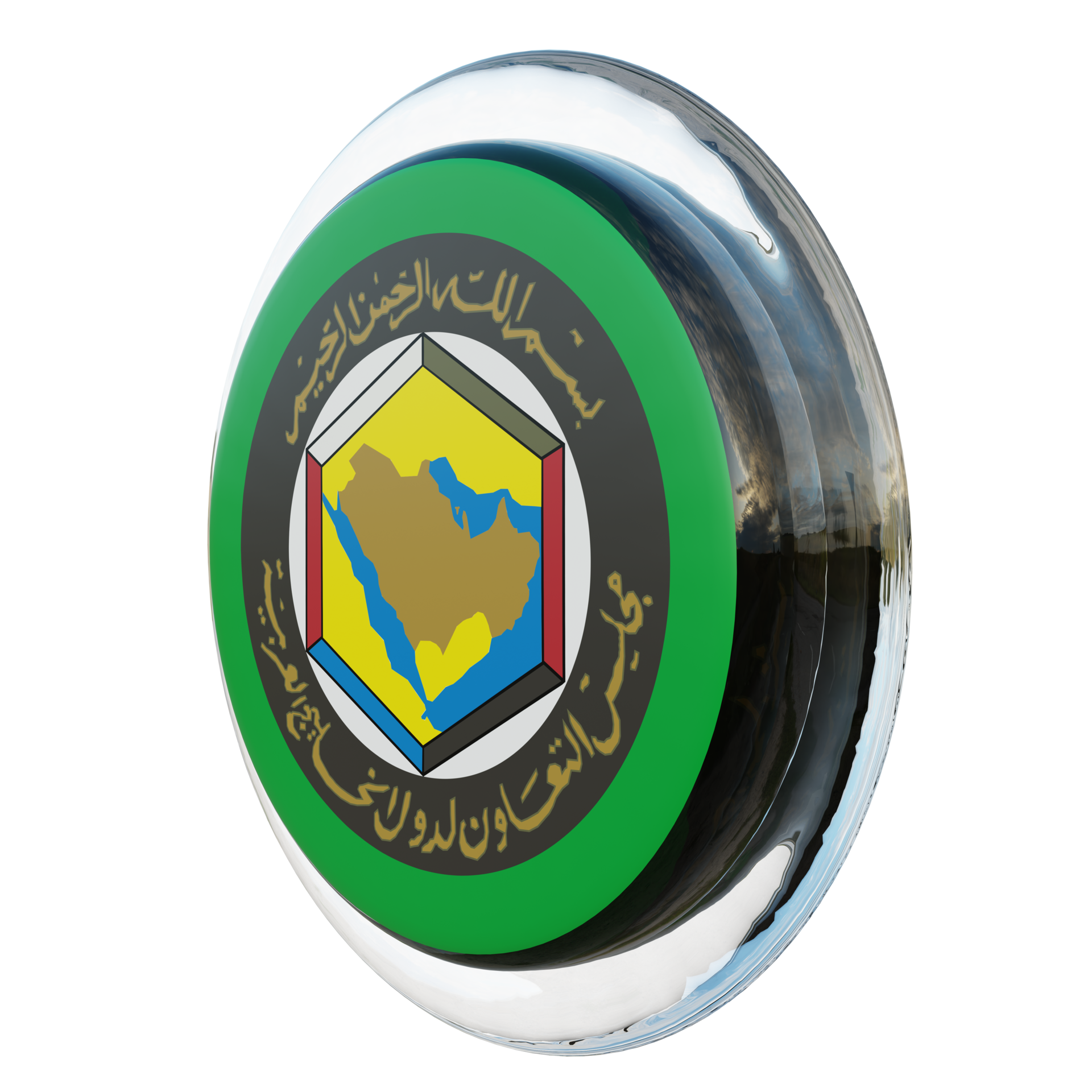 Gulf Cooperation Council Right View 3d Textured Glossy Circle Flag