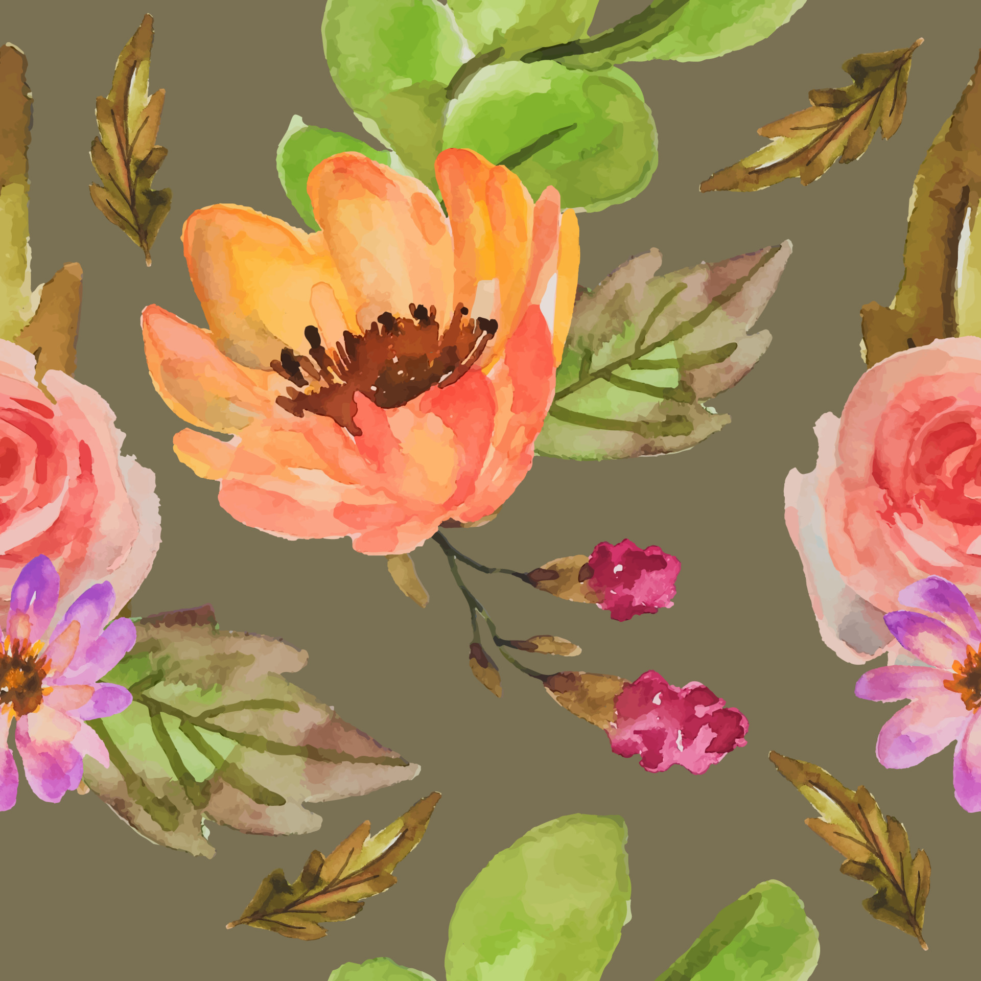 Watercolor Flower Seamless Pattern Fabric 10866216 Vector Art At Vecteezy
