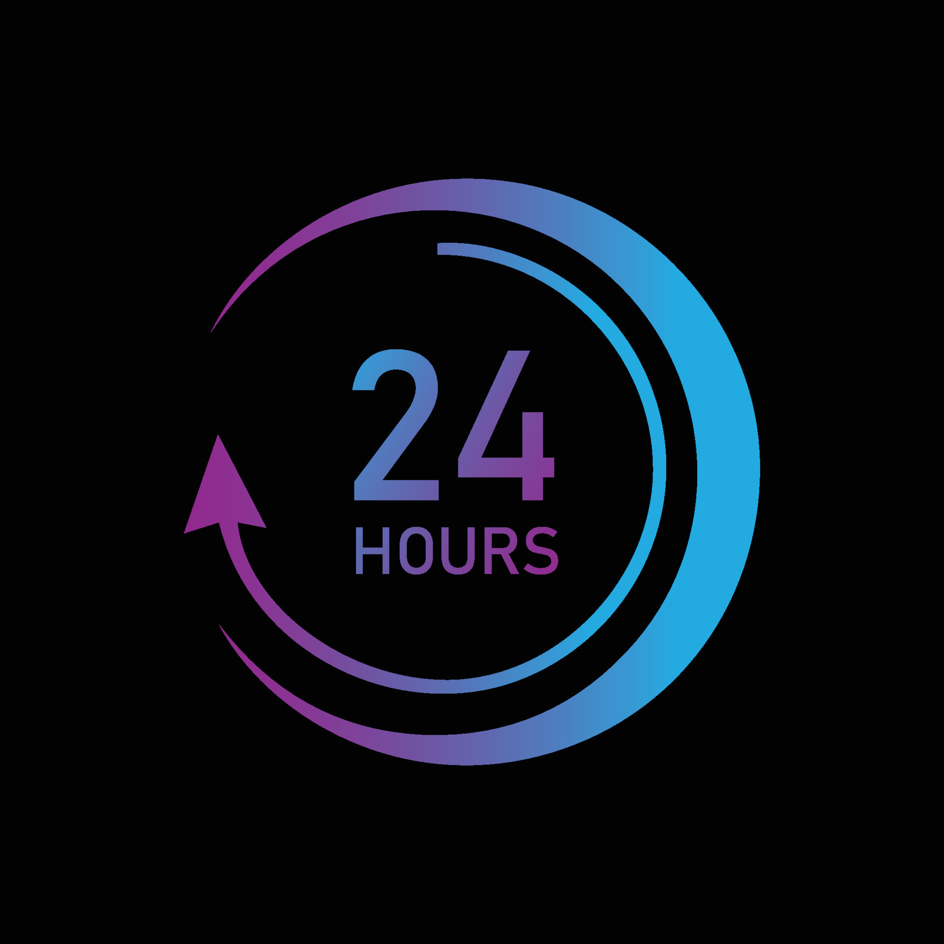 24 Hours Icon 24 Hours Work Icon 24 Hours 7 Day Full Time Vector
