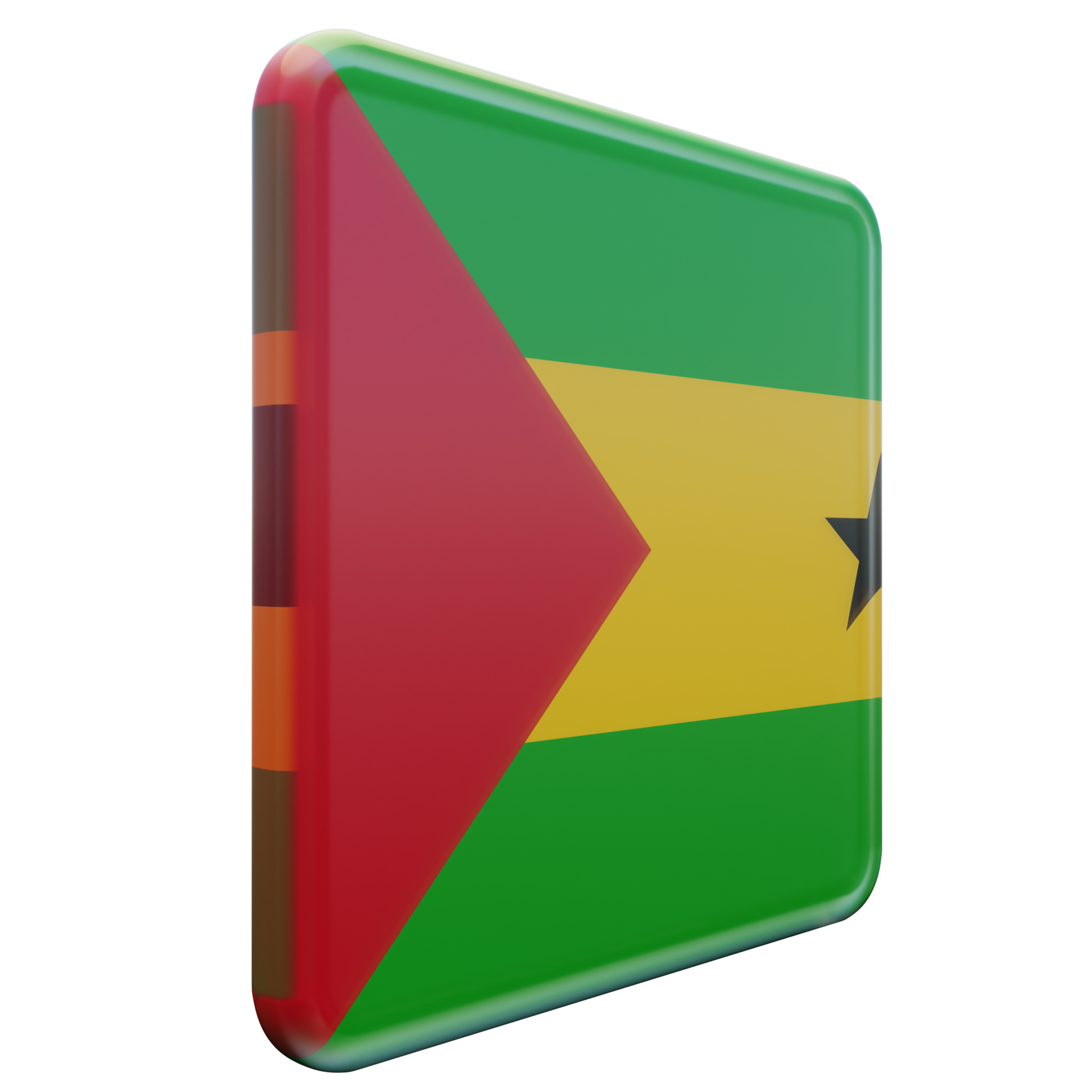 Sao Tome And Principe Left View 3d Textured Glossy Square Flag 10867918 Png
