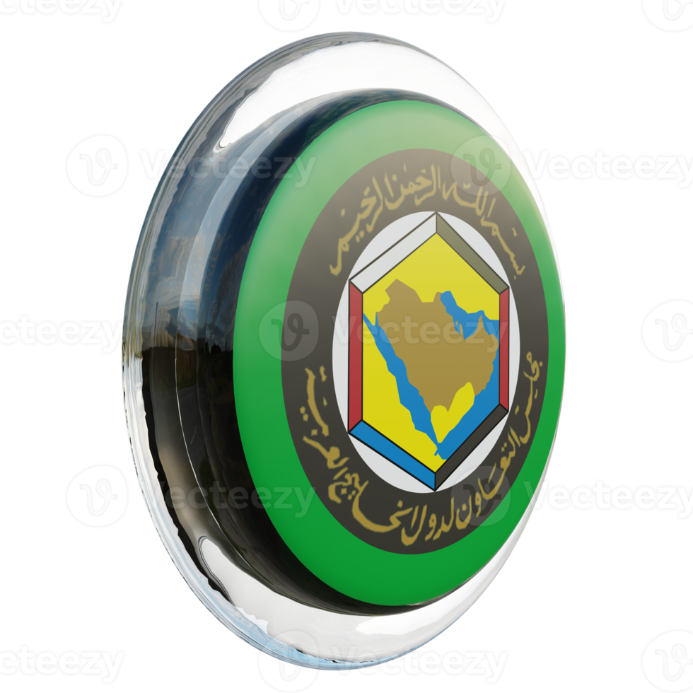 Gulf Cooperation Council Left View 3d Textured Glossy Circle Flag