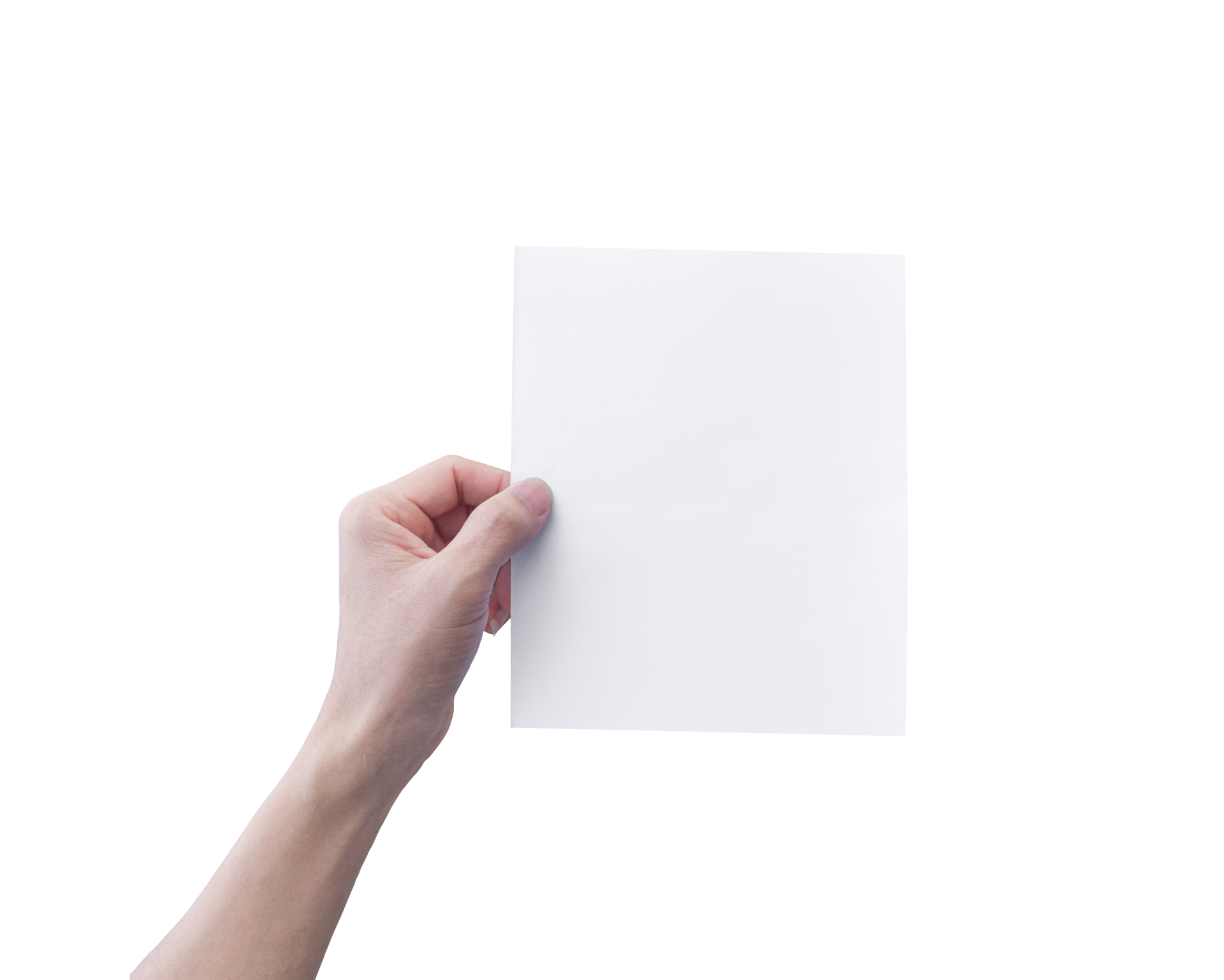 Hand Holding White Paper Isolated Dicut Photos 108703
