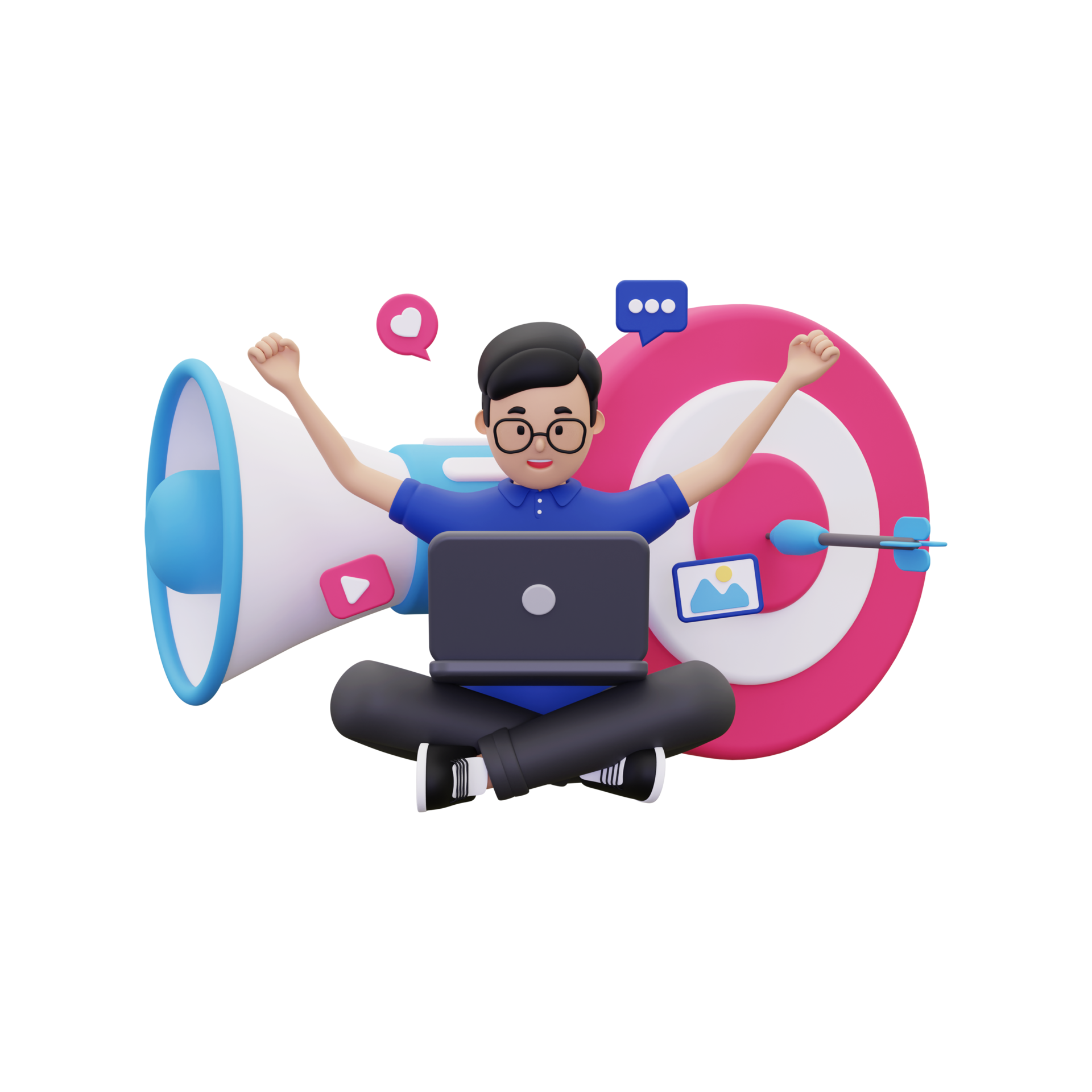 3d man lograr el objetivo de marketing 10871836 PNG